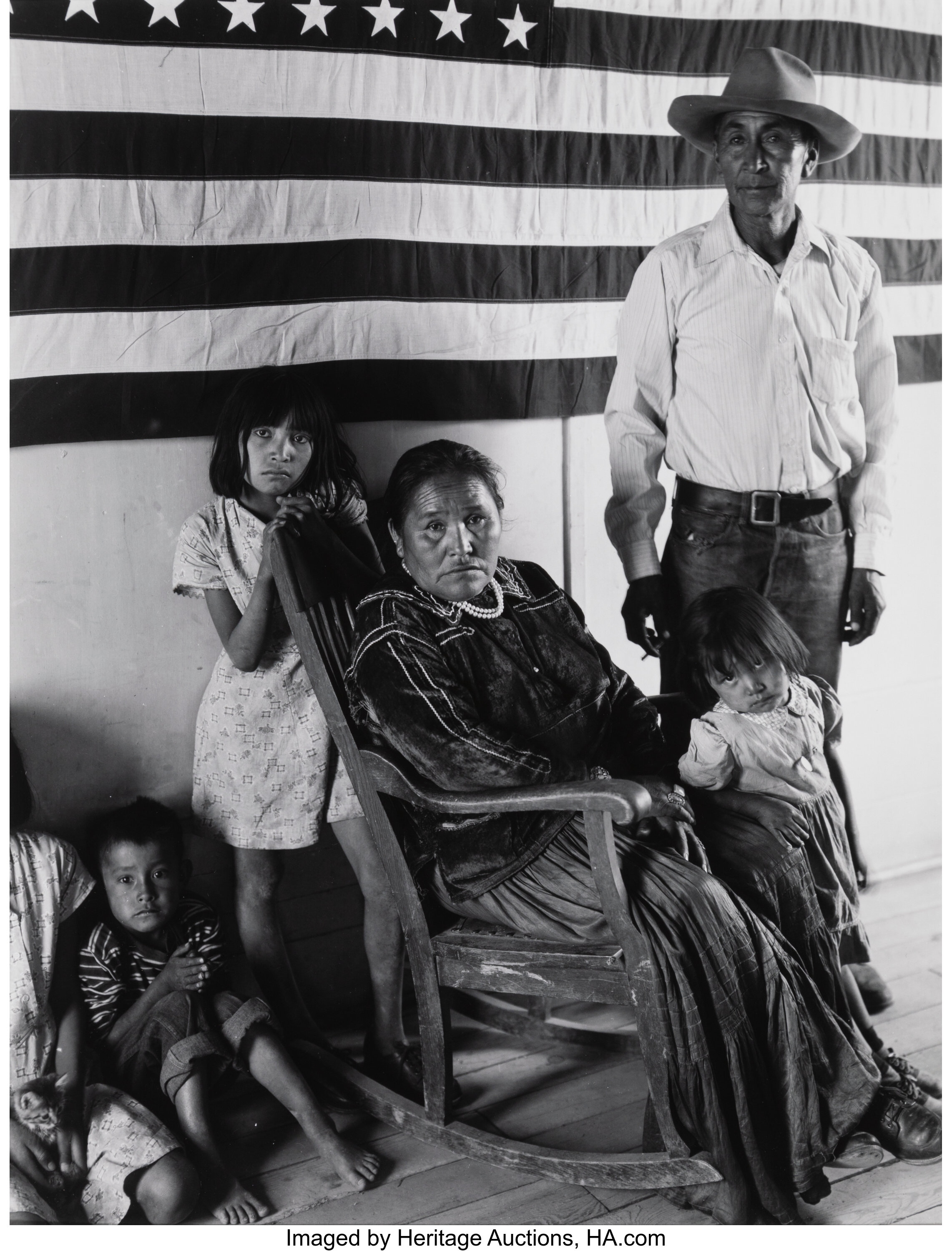 Laura Gilpin (American, 1891-1979). Navajo Family with Flag (from | Lot ...