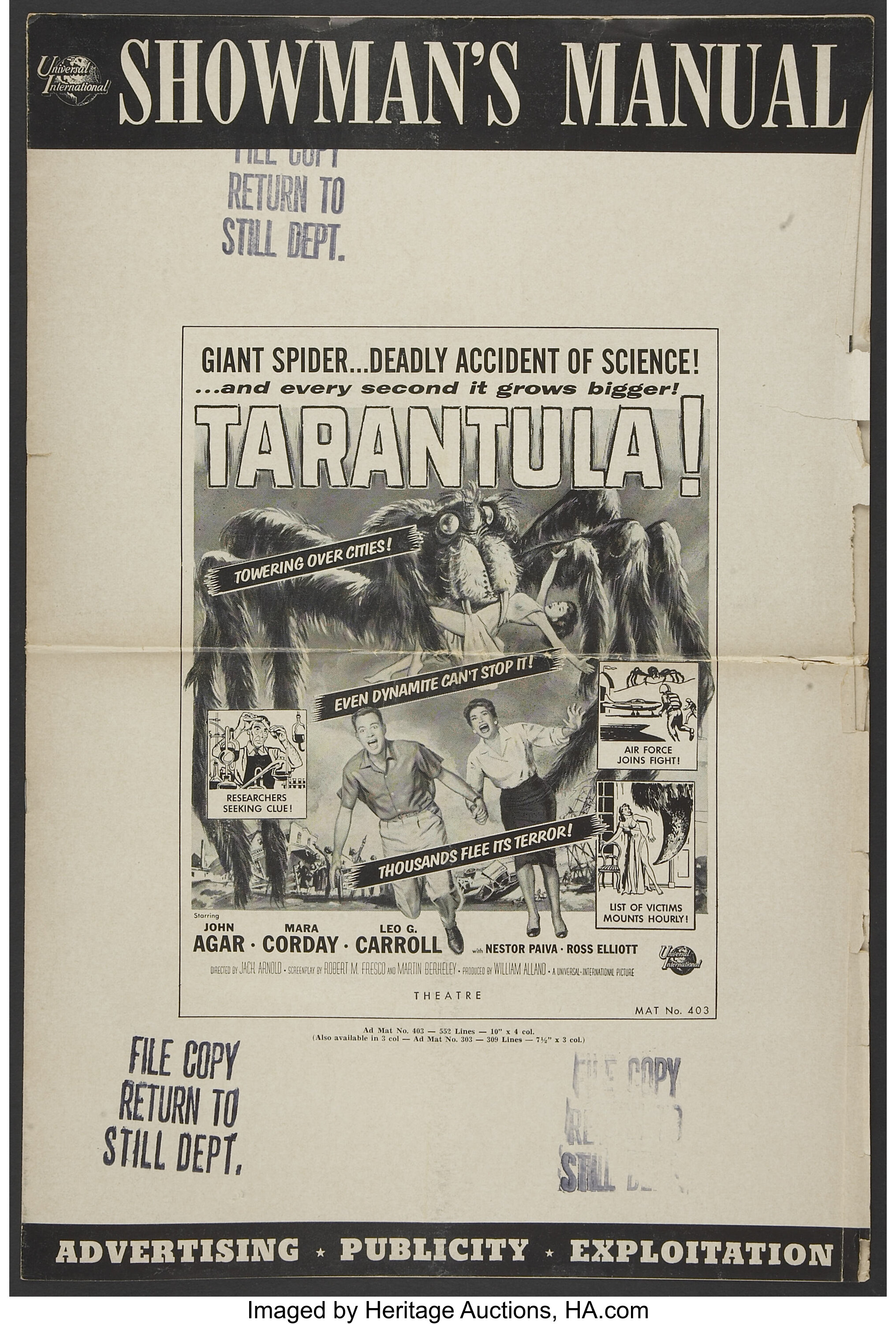 Tarantula (Universal, 1955). Pressbook (Multiple Pages). Science | Lot ...