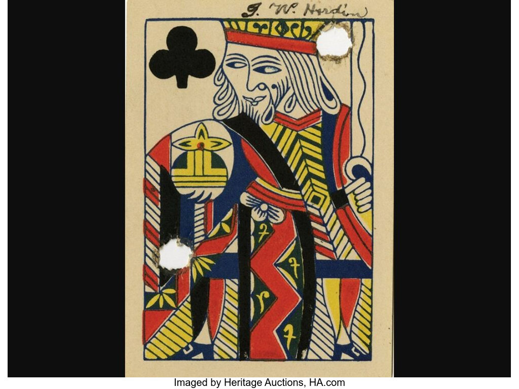 John Wesley Hardin Signed Playing Card w/ Bullet Holes... Movie/TV ...
