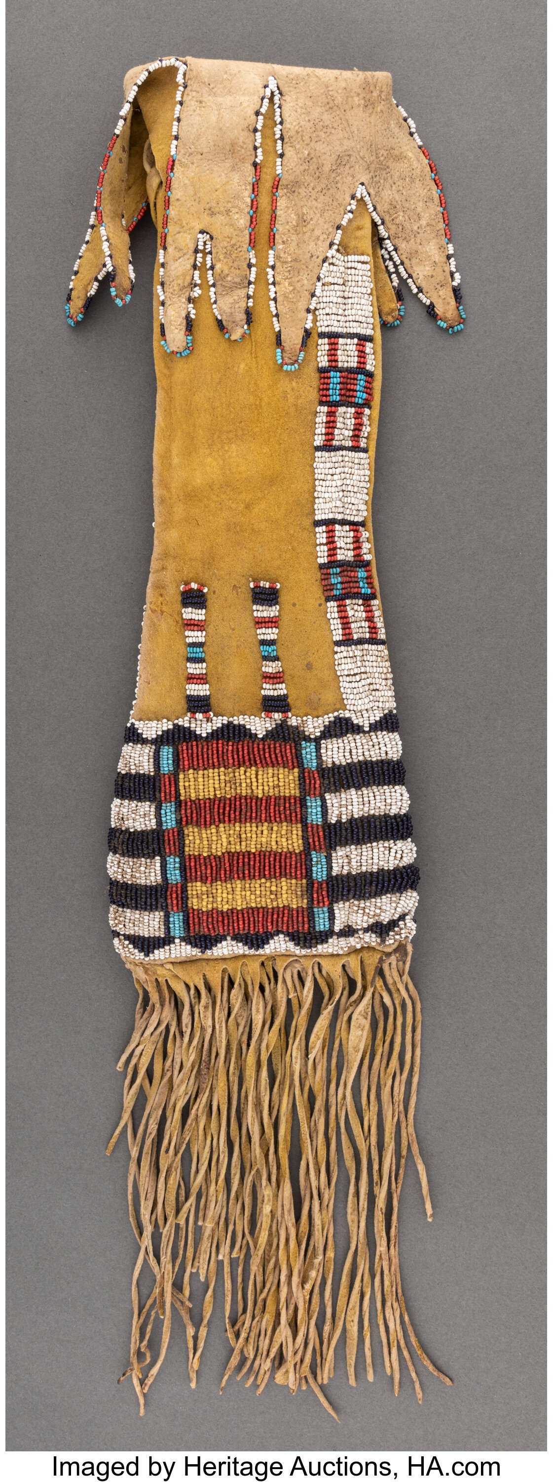 A Southern Cheyenne Beaded Hide Tobacco Bag... American Indian Art ...