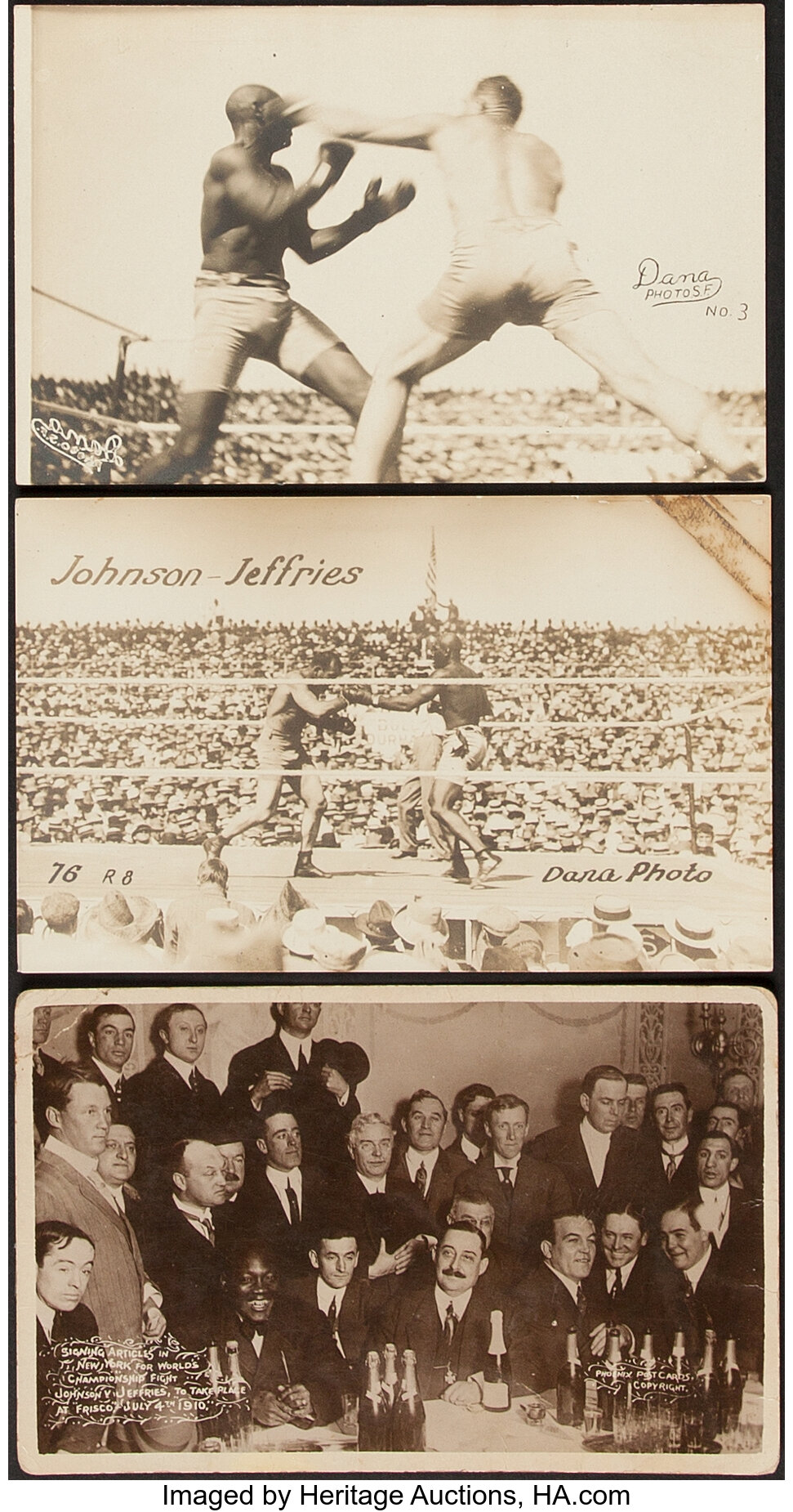 1910s Jack Johnson vs. James Jefferies Photograph Postcards, Lot of ...