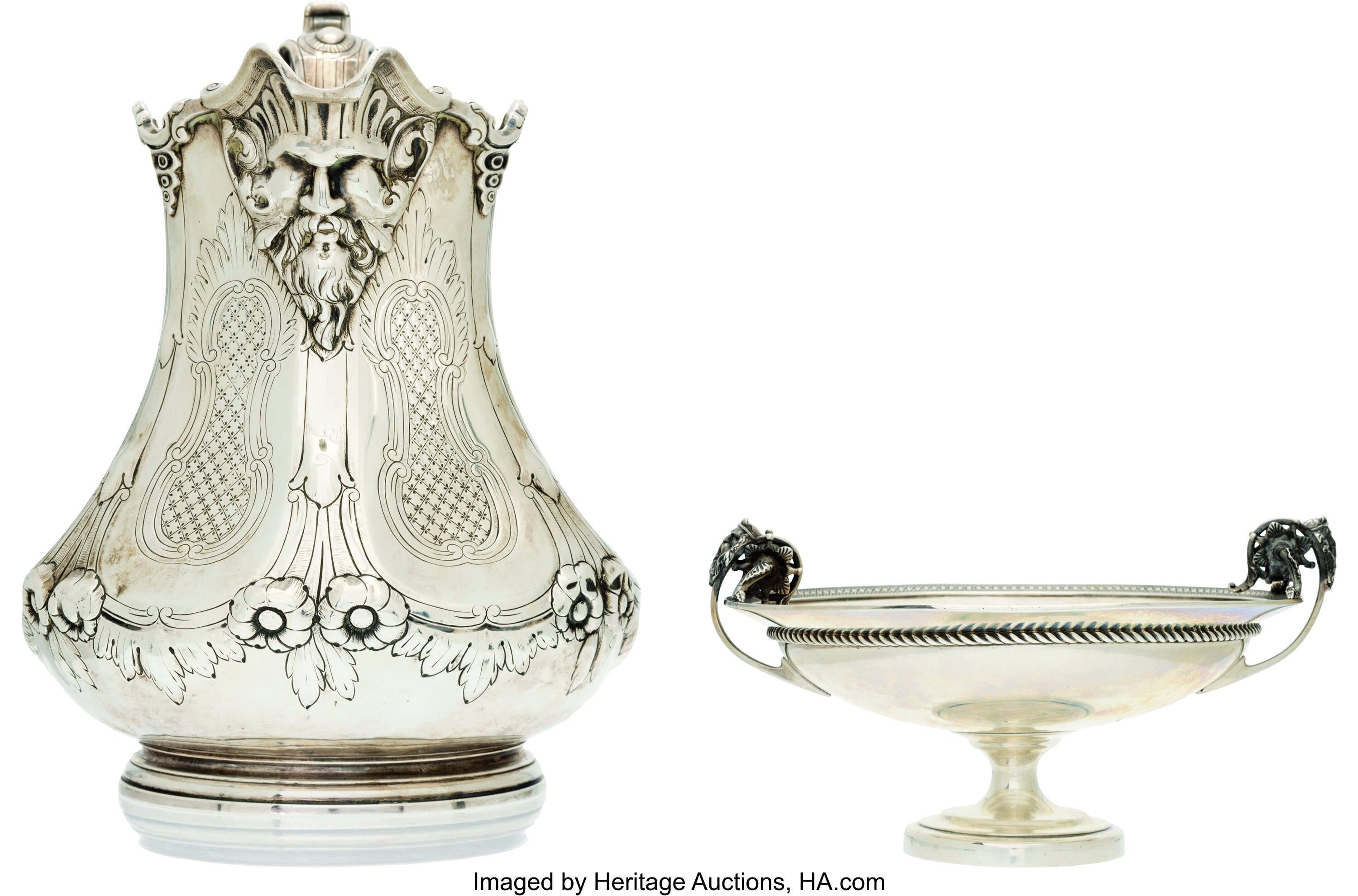 Gideon Welles: Personally-Owned Neptune Silver Pitcher and Dish ...