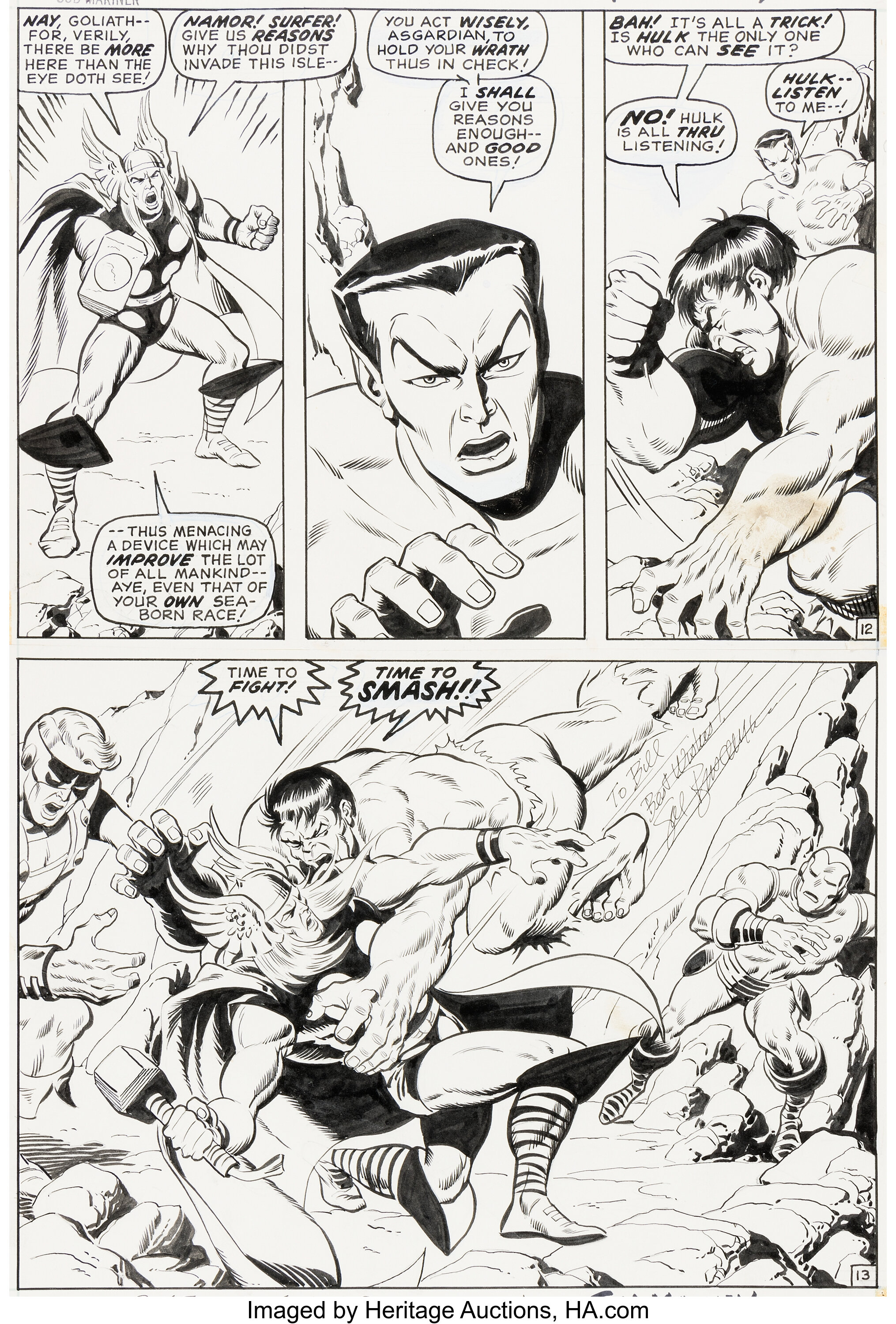 Sal Buscema and Jim Mooney Sub-Mariner #35 Story Pages 12 and 13 | Lot ...