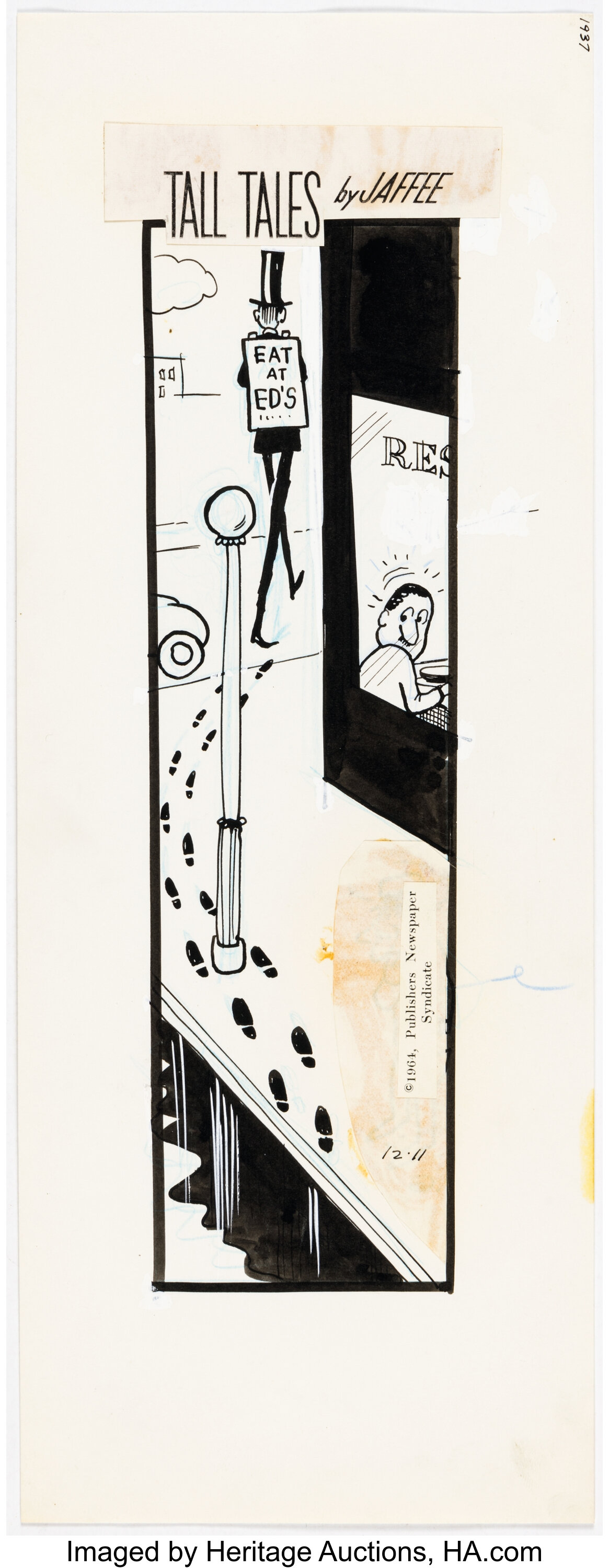 Al Jaffee Tall Tales Daily Comic Strip Original Art dated 12-11-64 ...