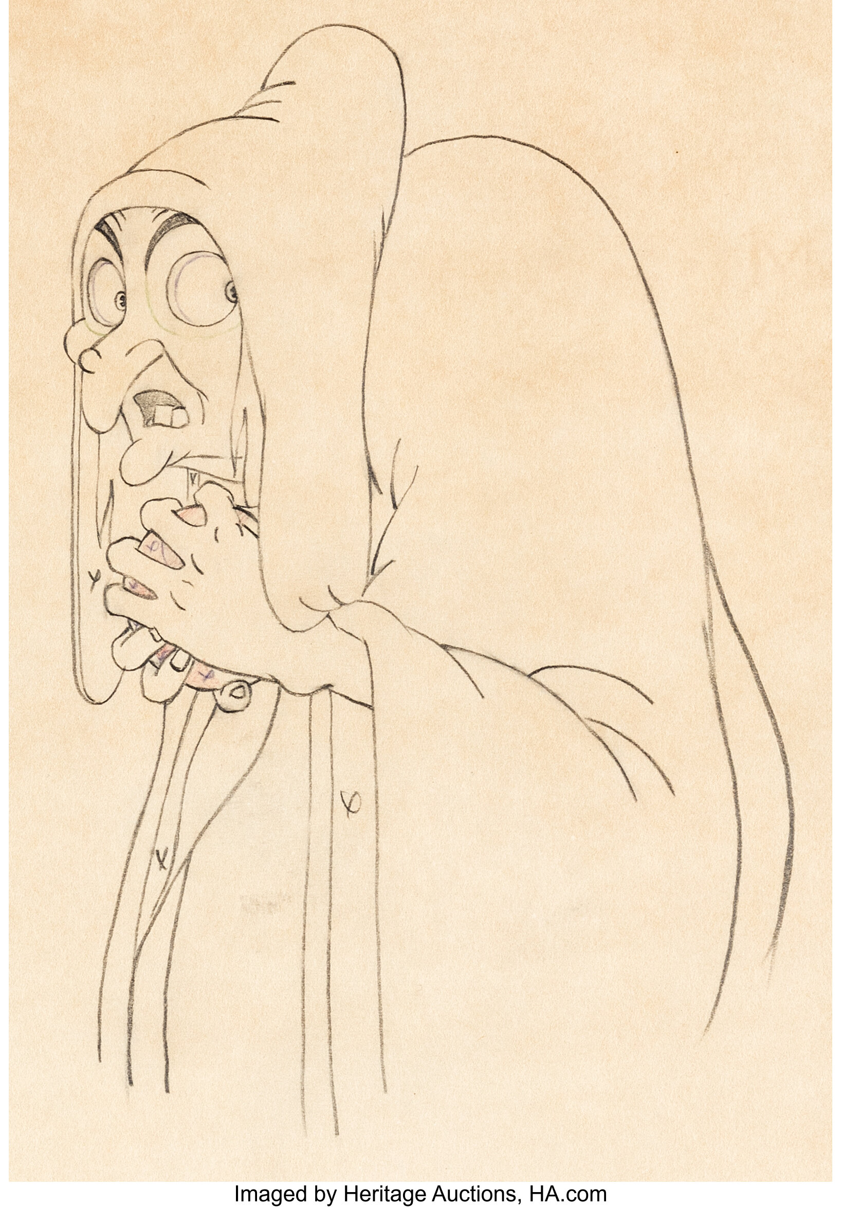 Snow White and the Seven Dwarfs Old Hag Animation Drawing (Walt | Lot ...