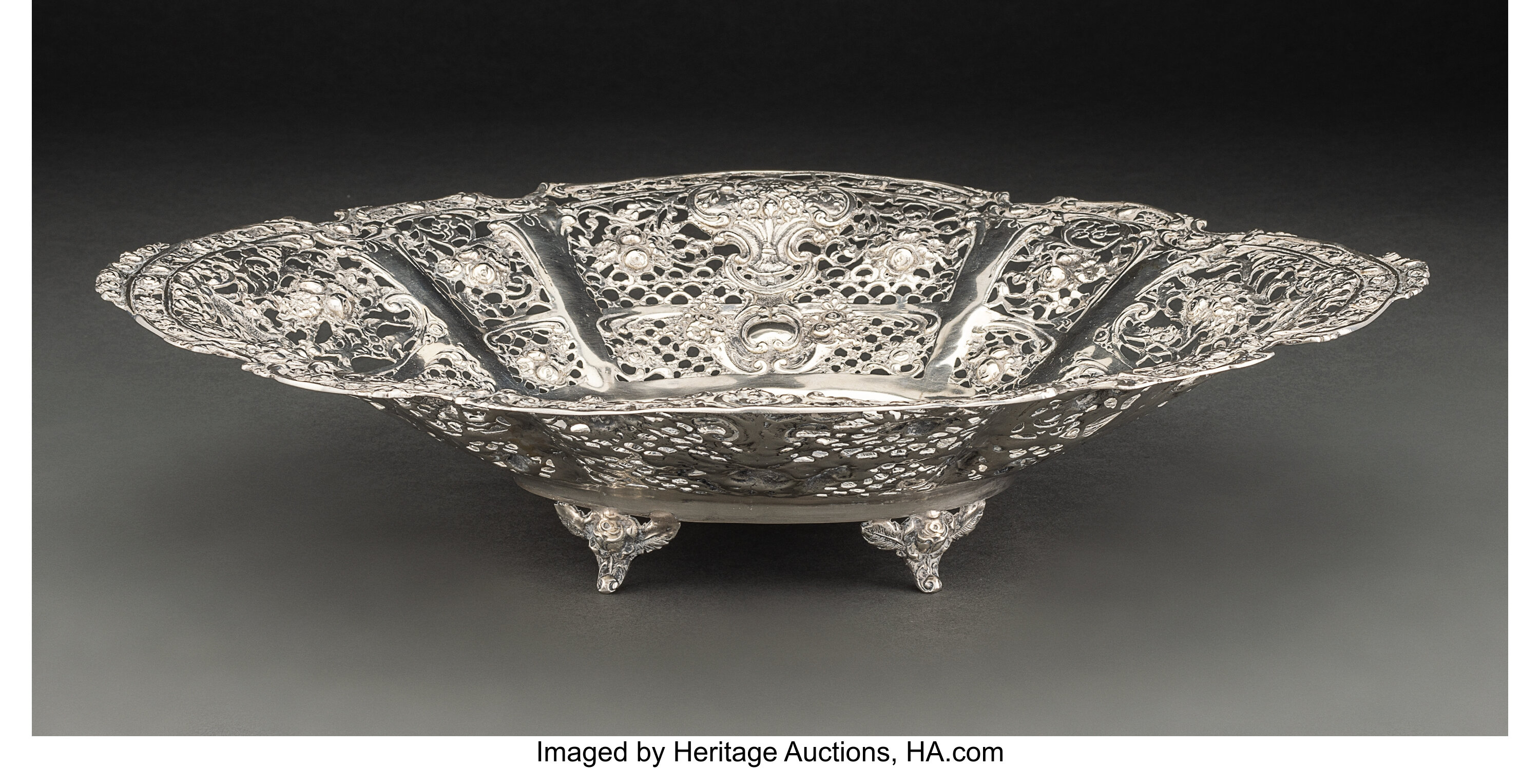 A Continental Reticulated Coin Silver Cake Basket, late 19th | Lot ...