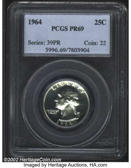1964 25C PR 69 PCGS. ... Proof Washington Quarters | Lot #17484 ...