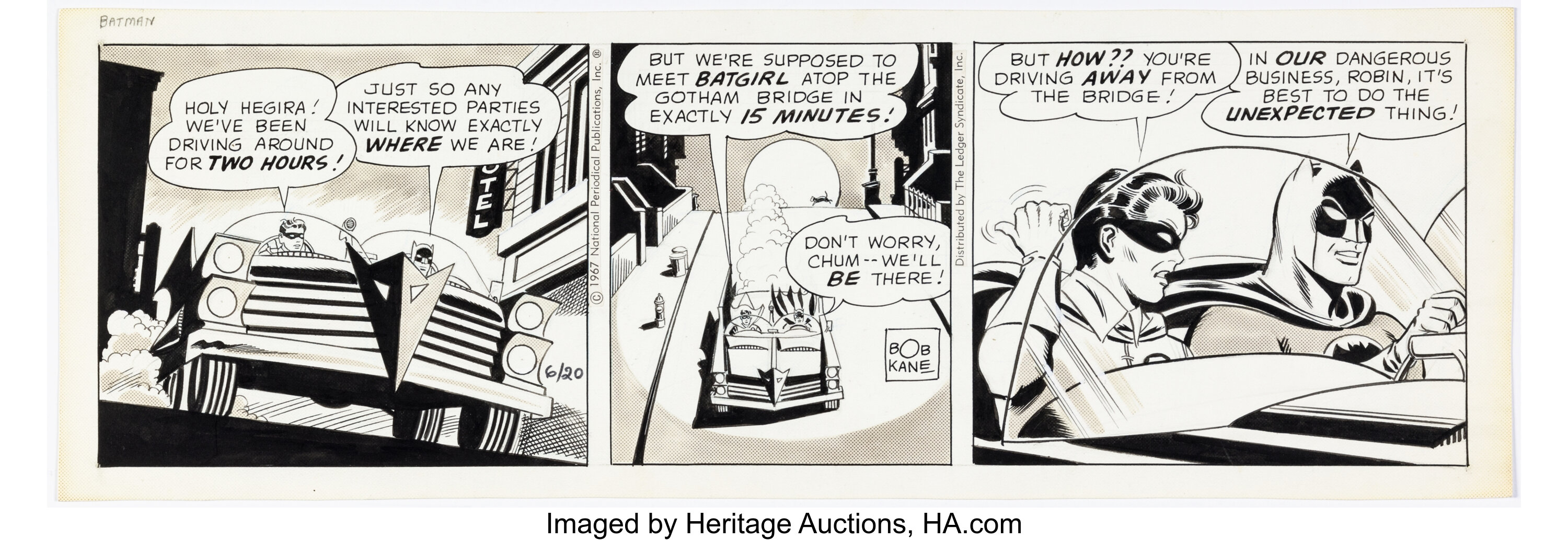 Joe Giella (as Bob Kane) Batman Daily Comic Strip Original Art | Lot ...