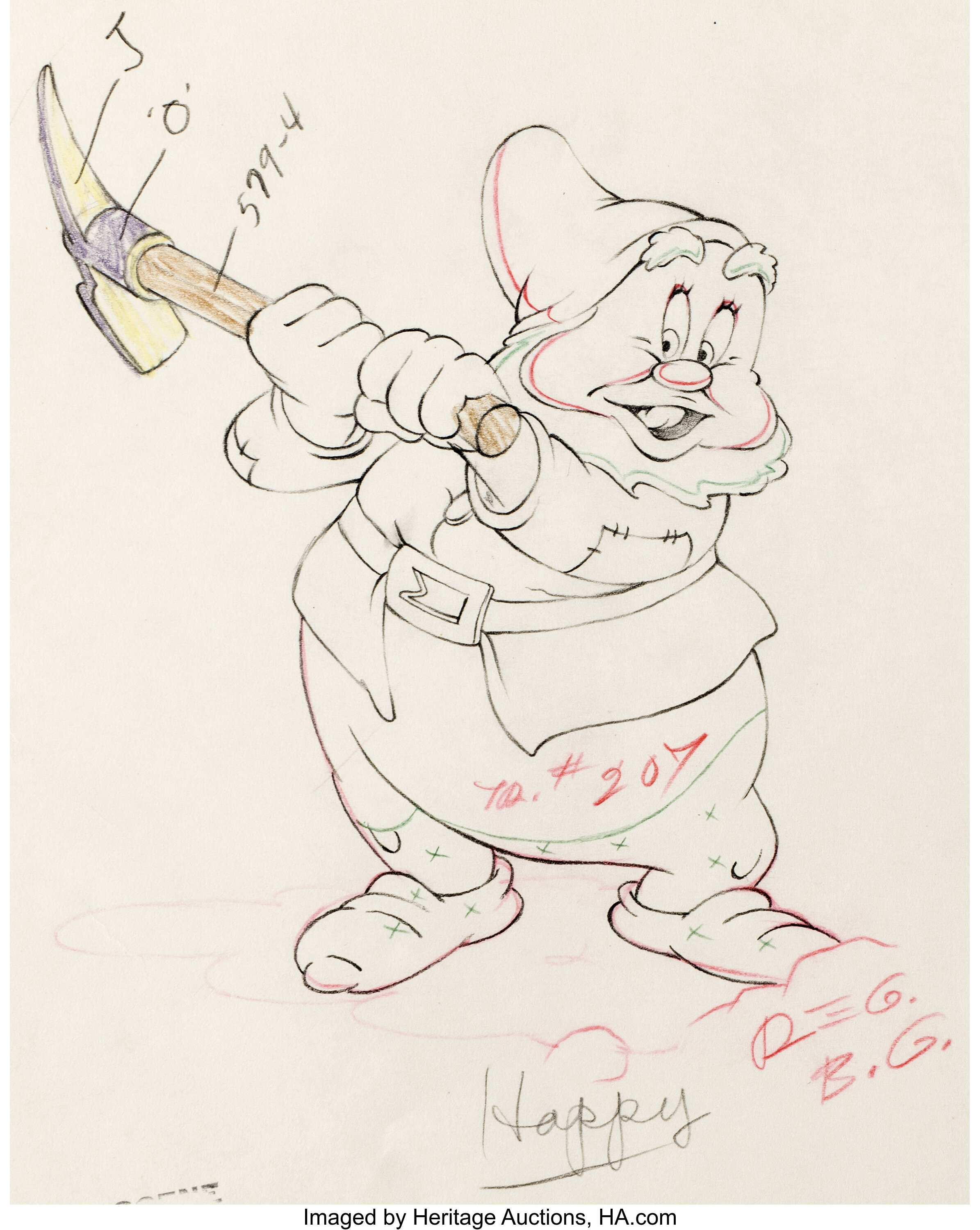 Snow White and the Seven Dwarfs "Heigh-Ho" Rare Happy Animation | Lot ...