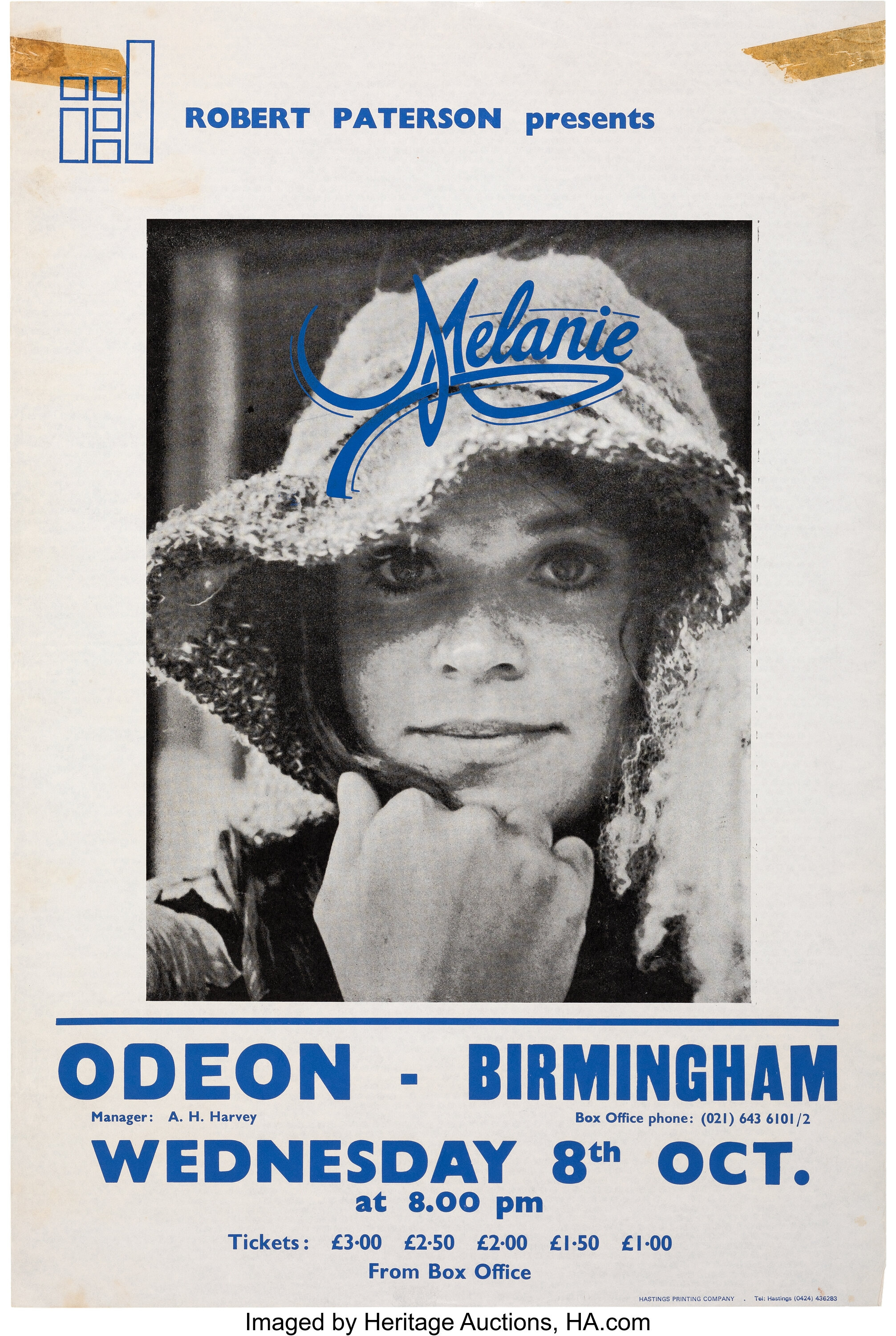 Melanie 1969 Birmingham, England Concert Poster.... Music | Lot #4214 ...