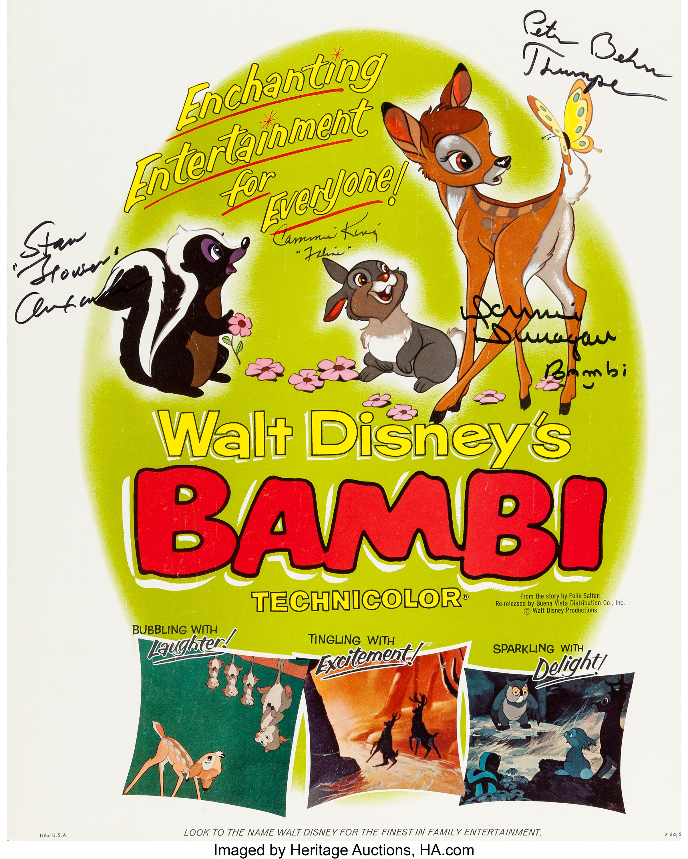 Bambi Window Card Poster Signed by Four Major Voice Artists with | Lot ...