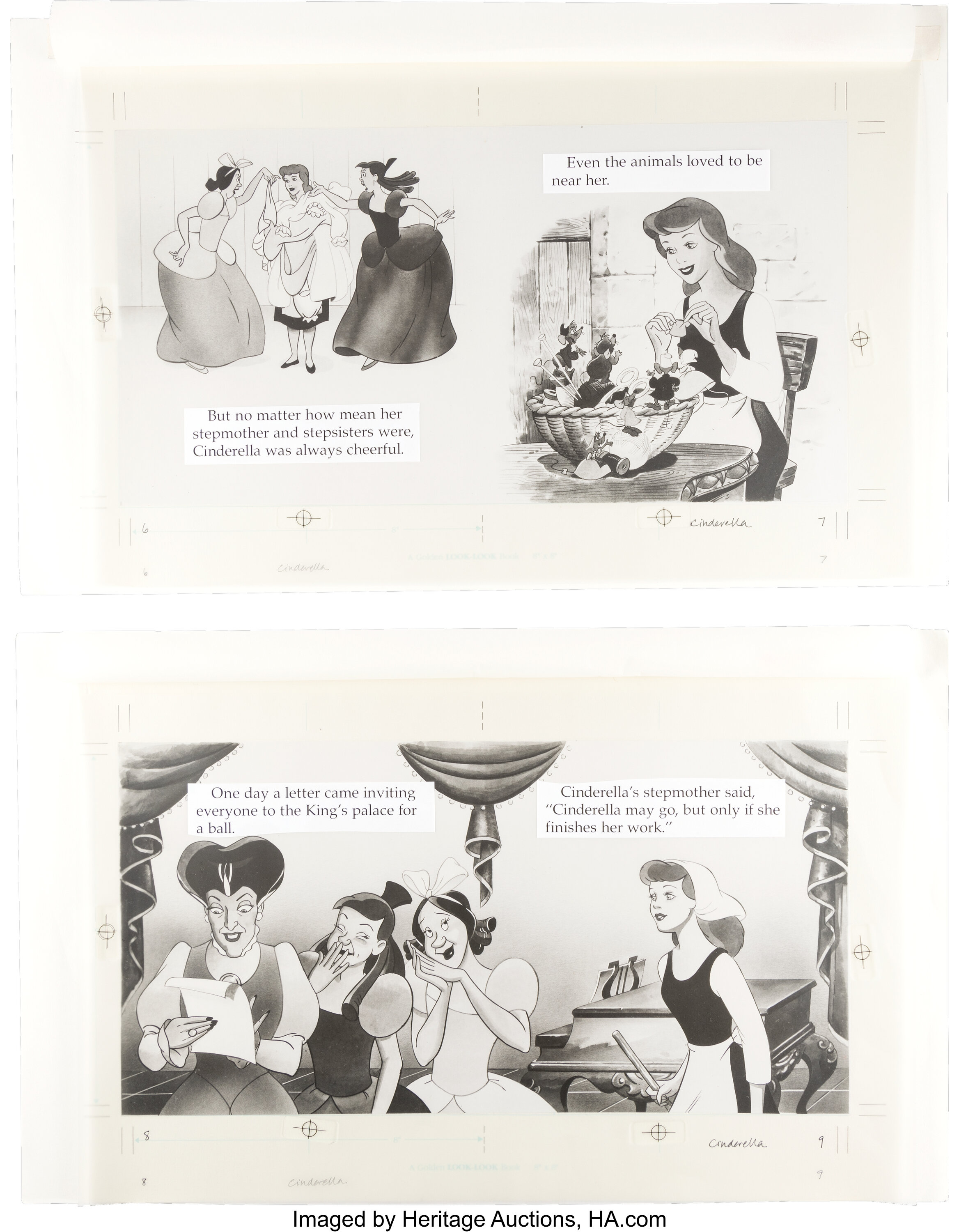 Walt Disney's Cinderella Golden Story Book Developmental Art Prints ...
