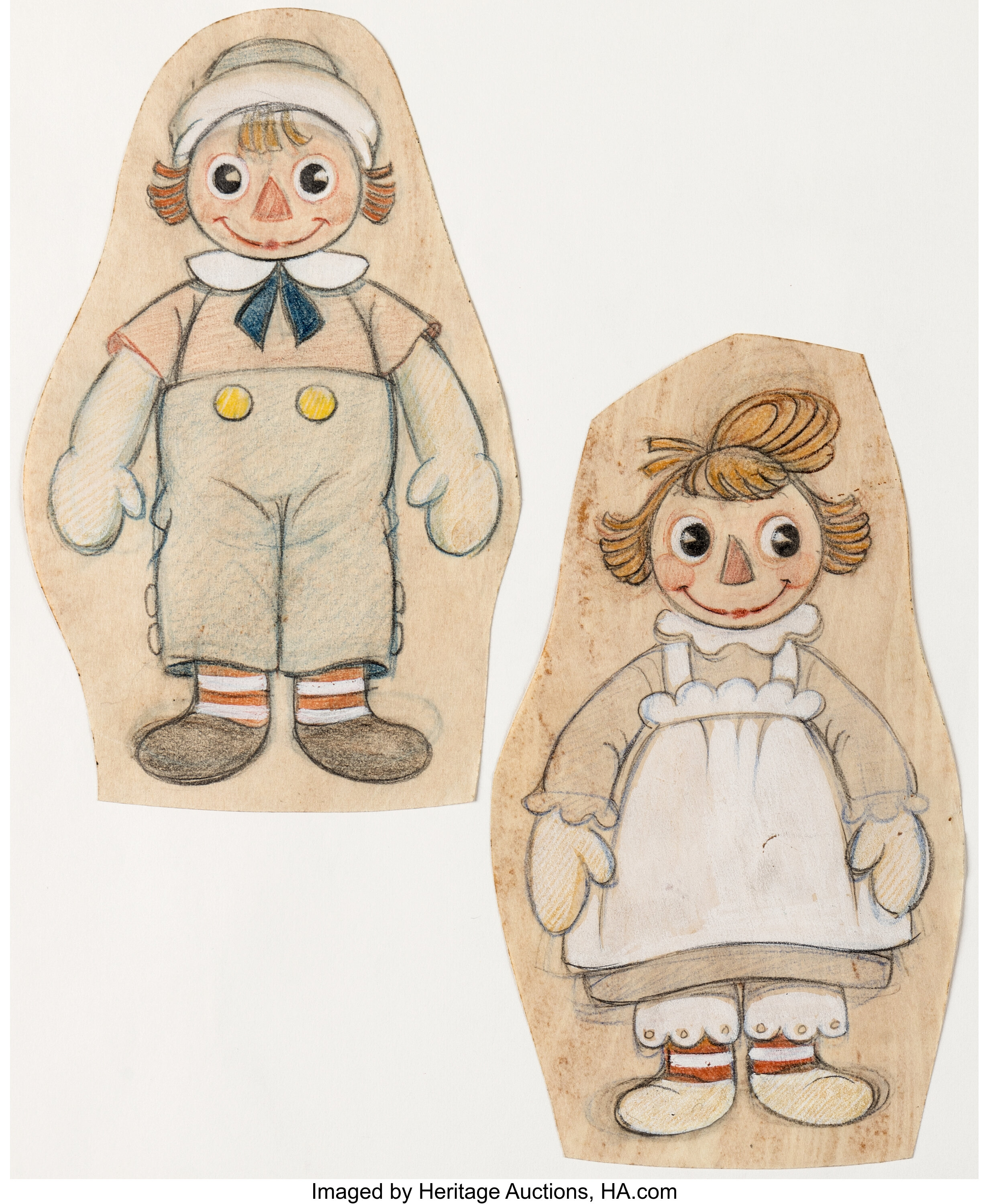 Raggedy Ann and Andy Color Model/Character Design Drawings Original ...