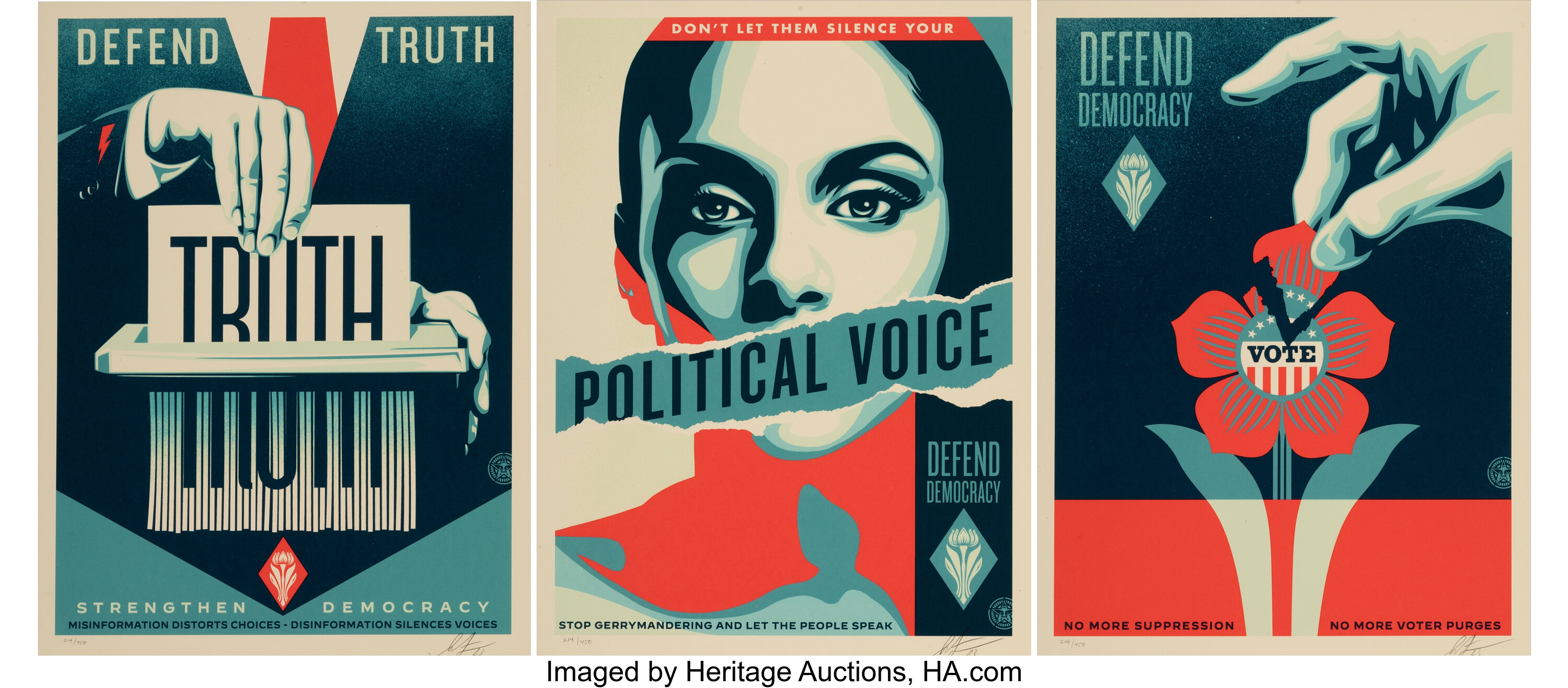 Shepard Fairey (b. 1970). Defend Truth; Political Voice; Defend | Lot ...
