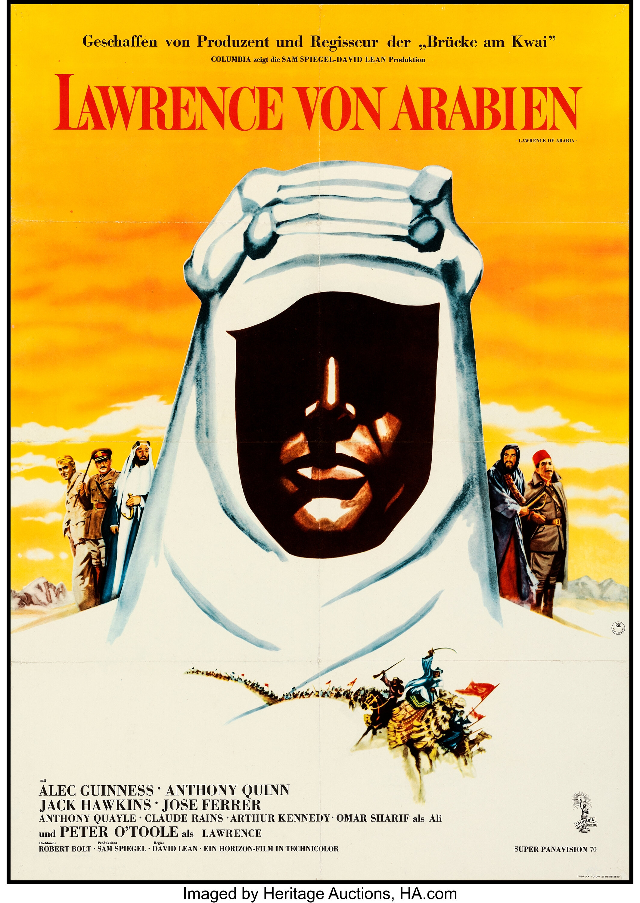 Lawrence of Arabia (Columbia, 1963). Fine+ on Linen. German A1 | Lot ...