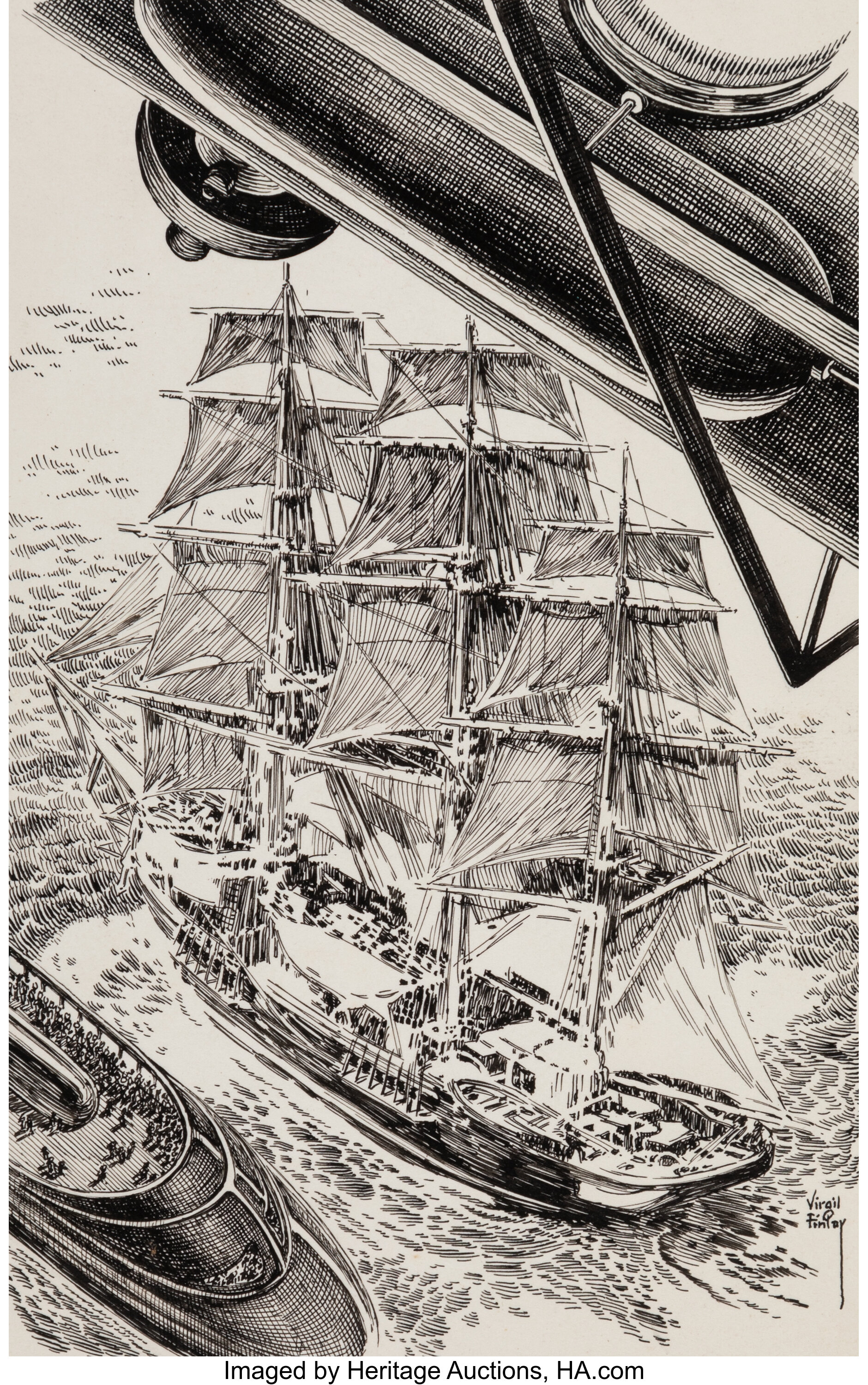 Virgil Finlay (American, 1914-1971). Survival, Fantastic Universe | Lot ...