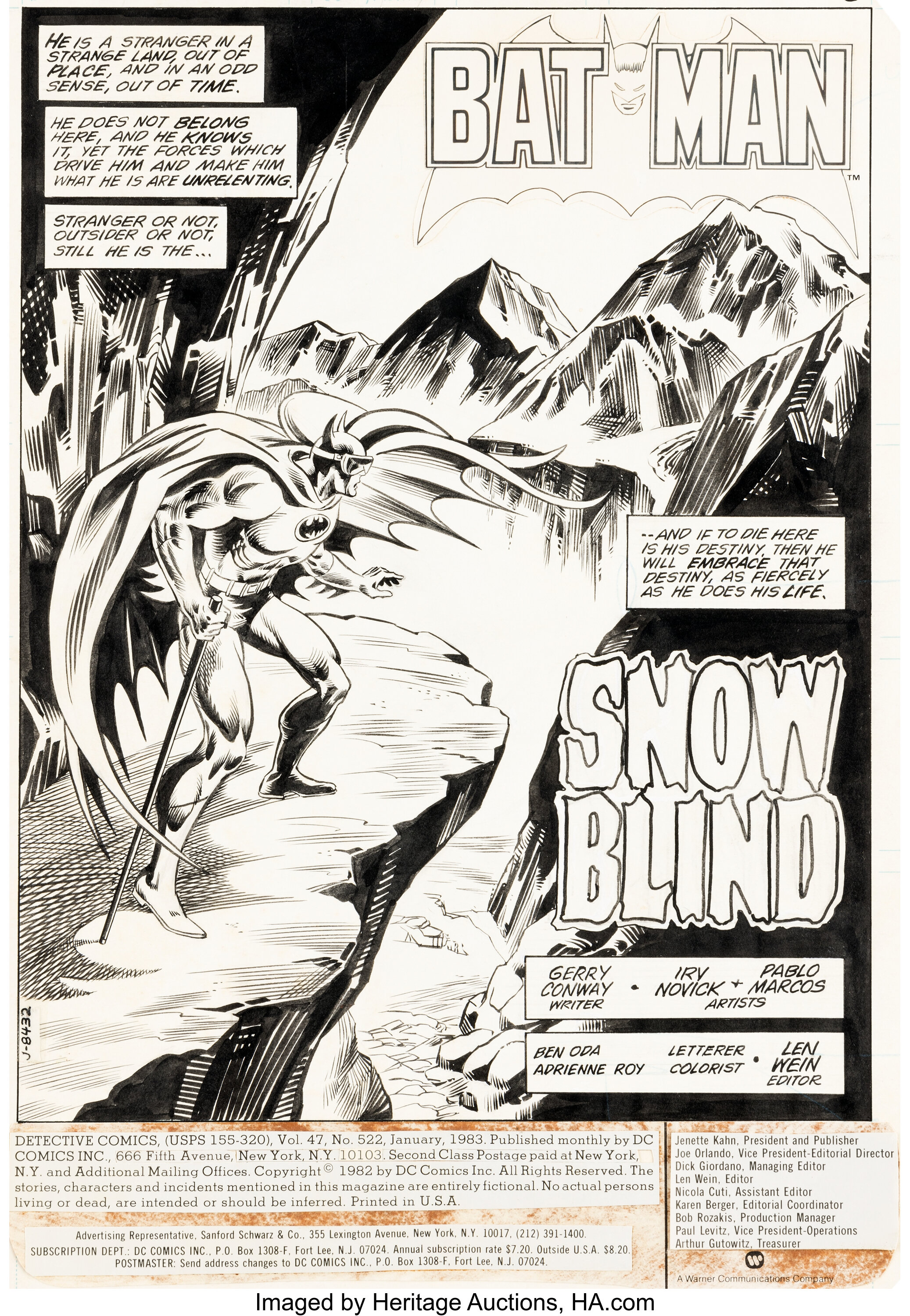 Irv Novick and Pablo Marcos Detective Comics #522 Splash Page 1 | Lot ...
