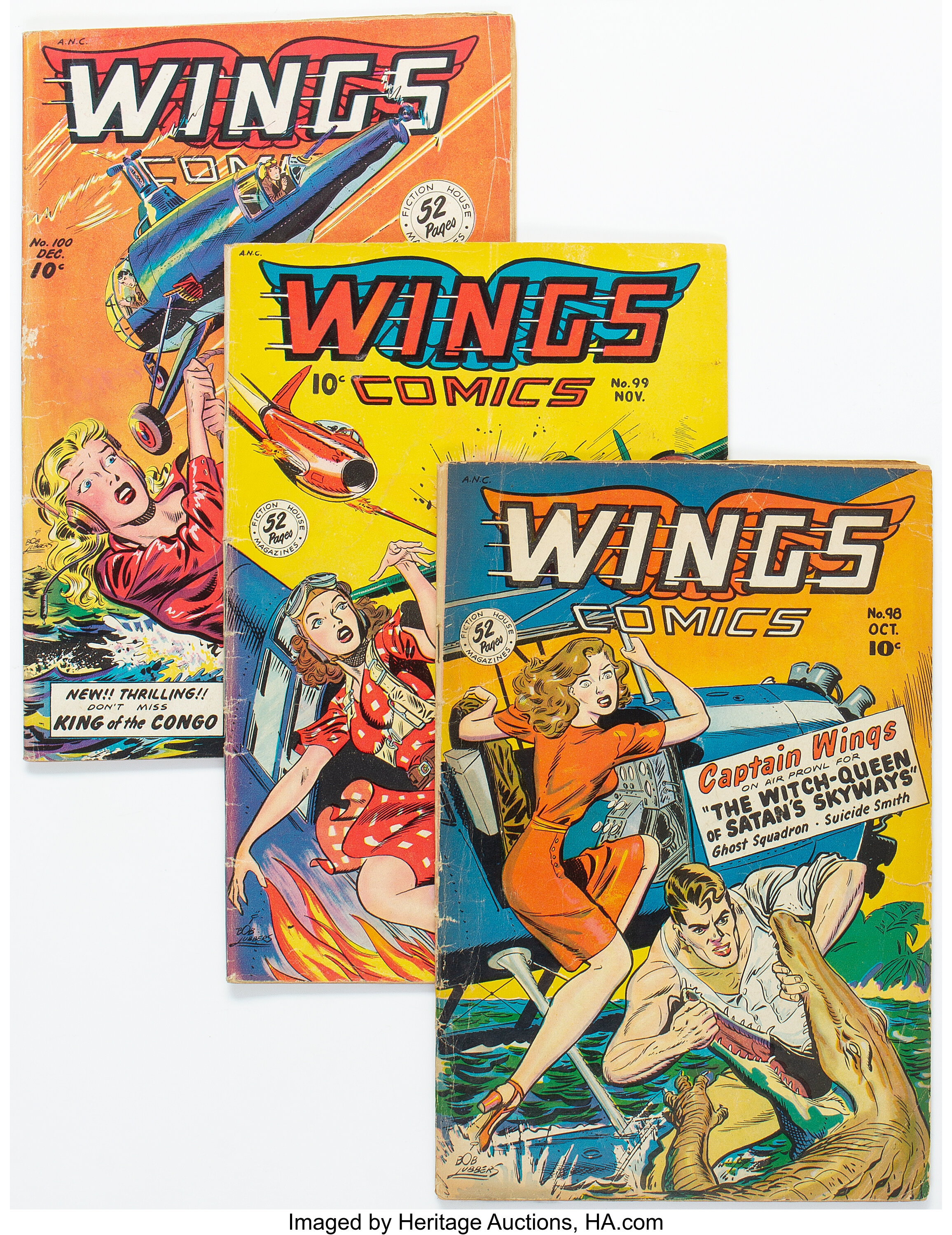 Wings Comics #98-100 Group (Fiction House, 1948).... (Total: 3 | Lot ...