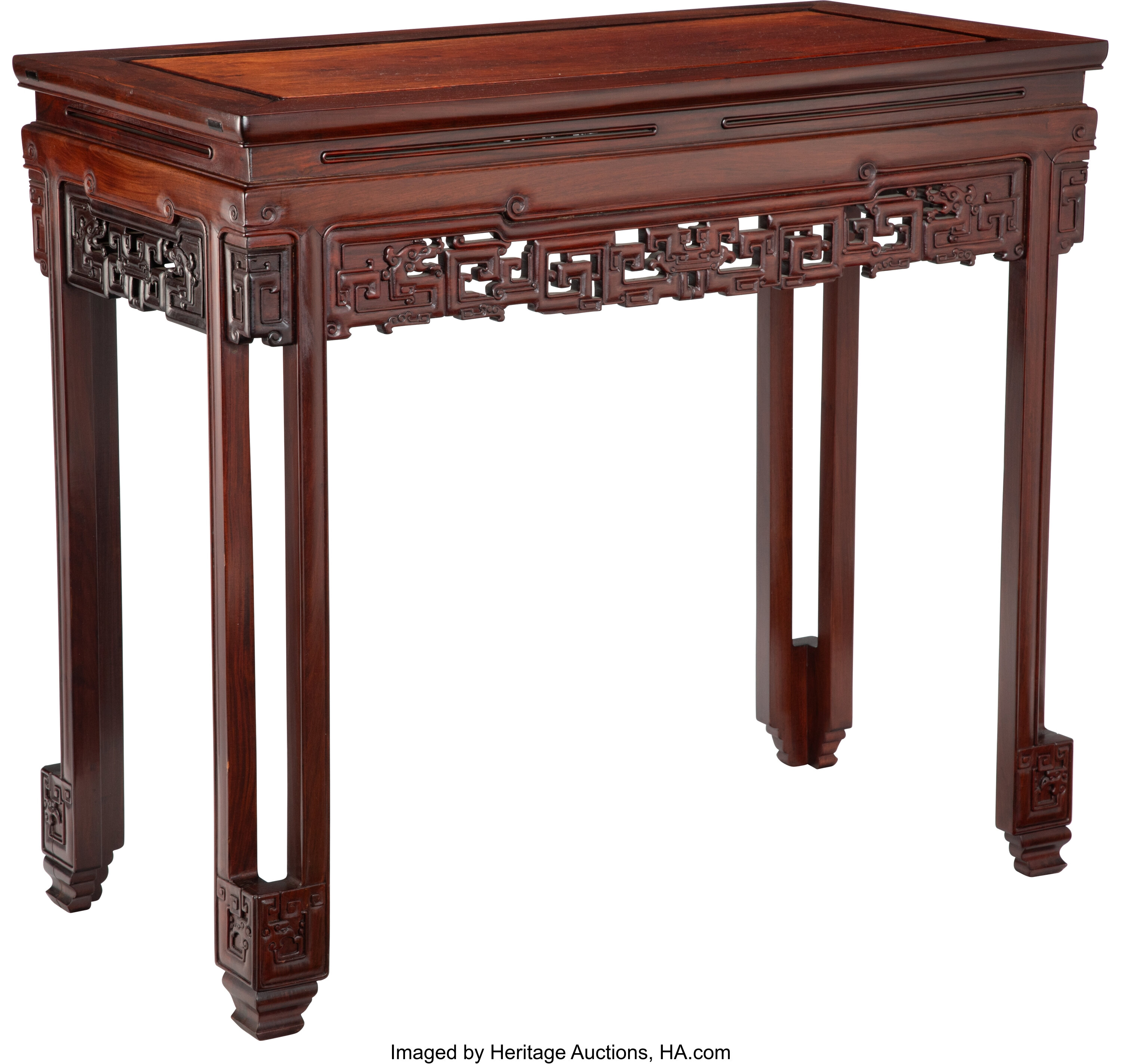 A Chinese Canton Style Hardwood Side Table. 33-1/2 x 37 x 18-1/2 | Lot ...