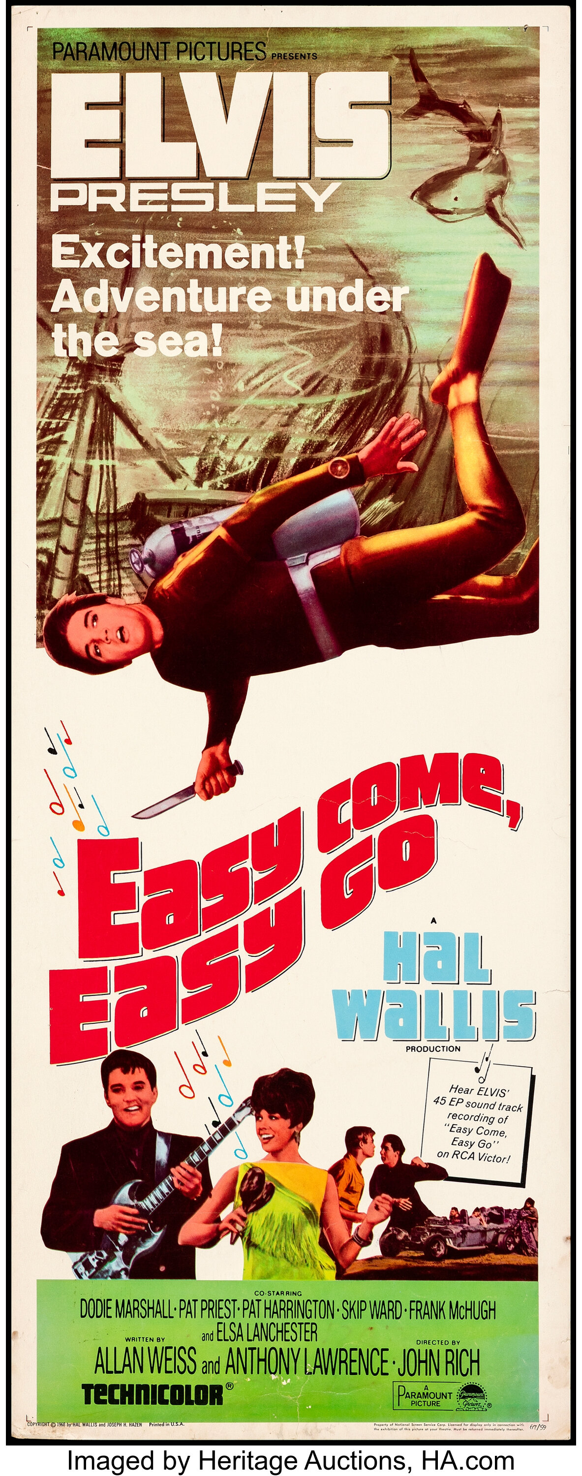 Easy Come, Easy Go (Paramount, 1967). Rolled, Very Fine. Insert | Lot ...