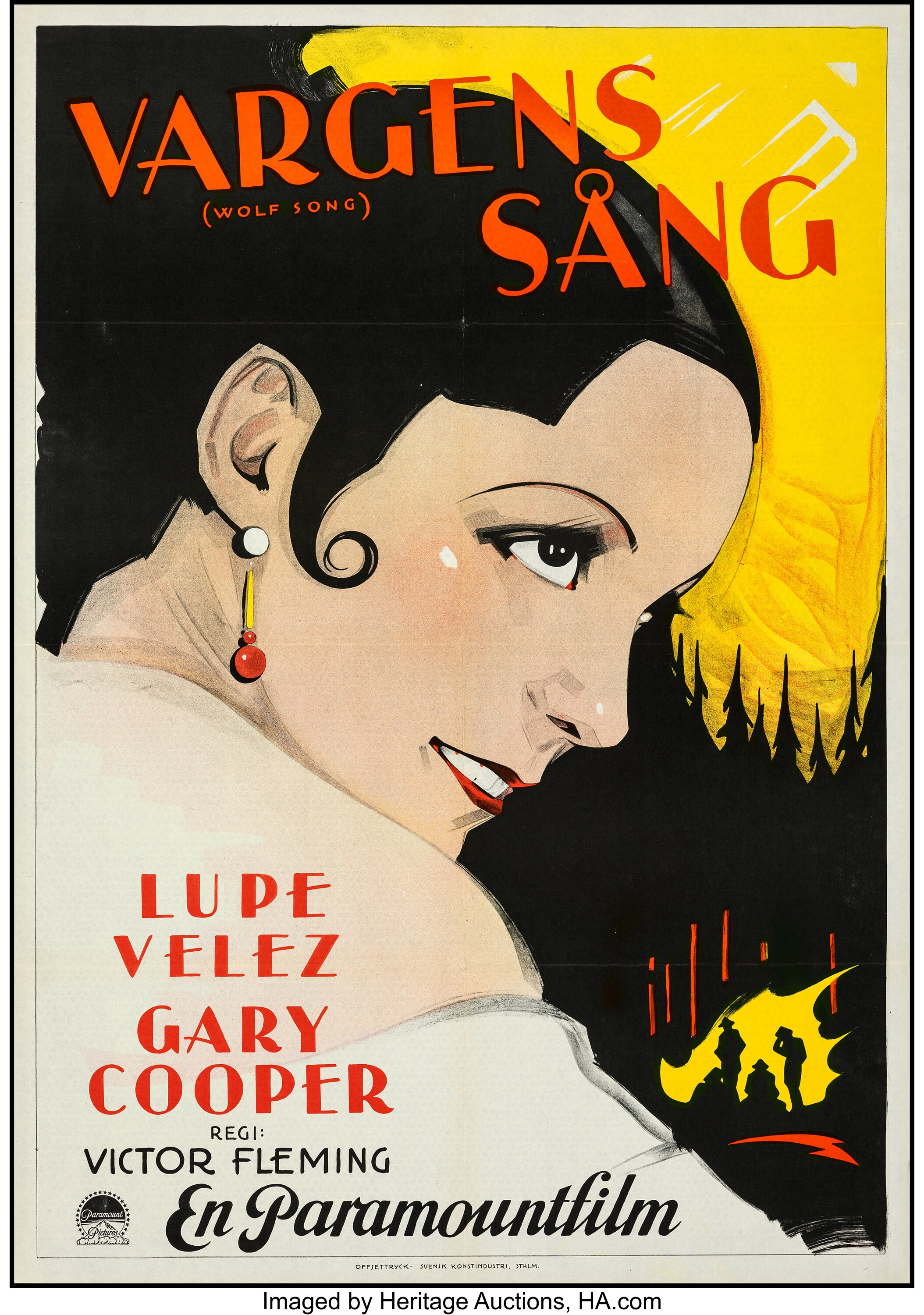 The Wolf Song (Paramount, 1929). Folded, Very Fine. Swedish One | Lot ...