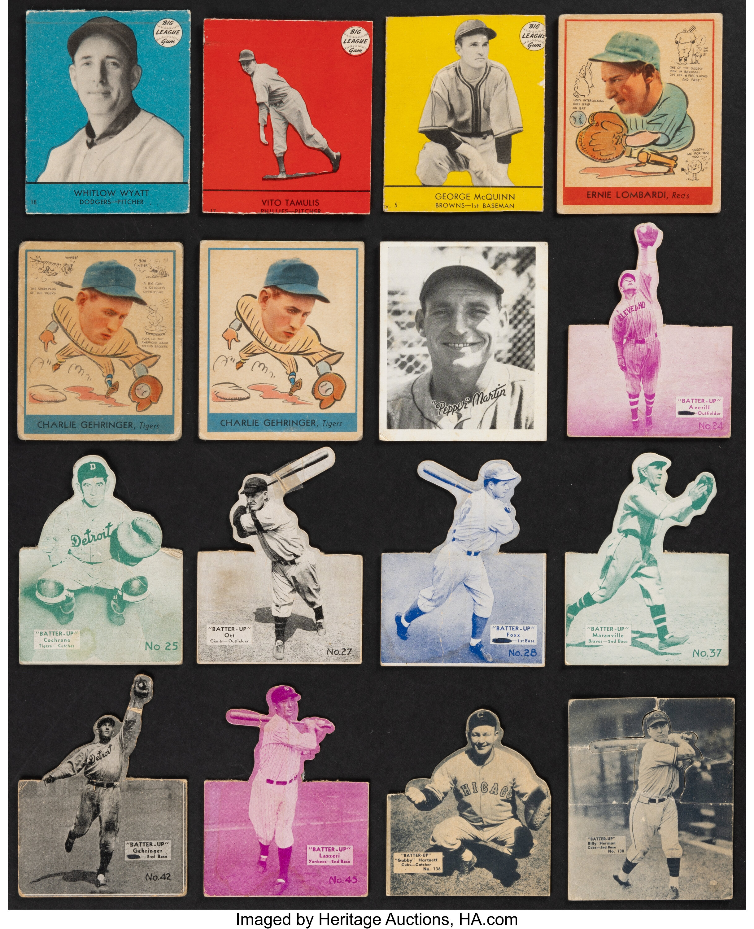 1934 - 1941 Batter-Up and Goudey Baseball Card Collection (75 ...