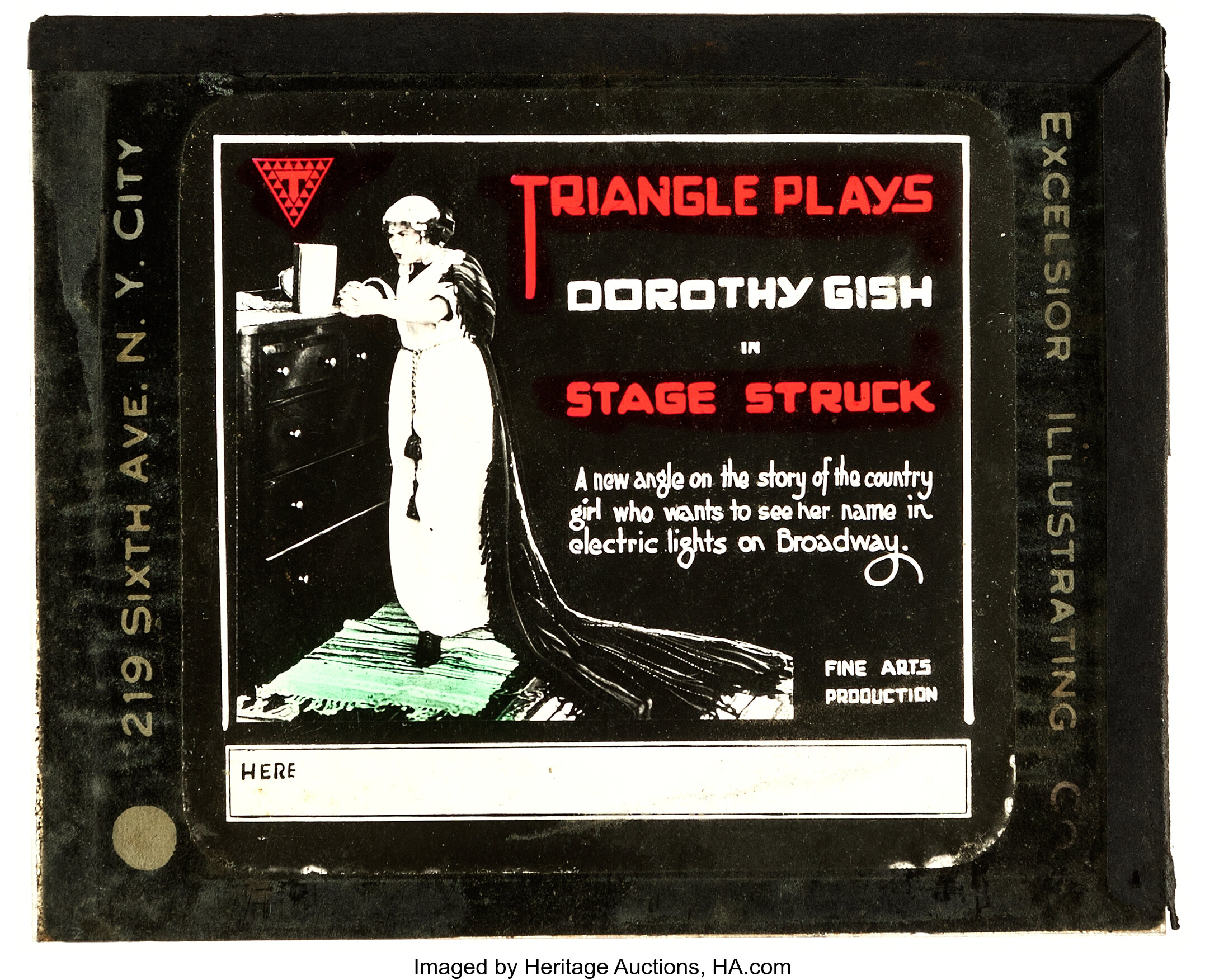 Stage Struck (Triangle, 1917). Fine. Glass Slide (3.25" X 4"). | Lot ...