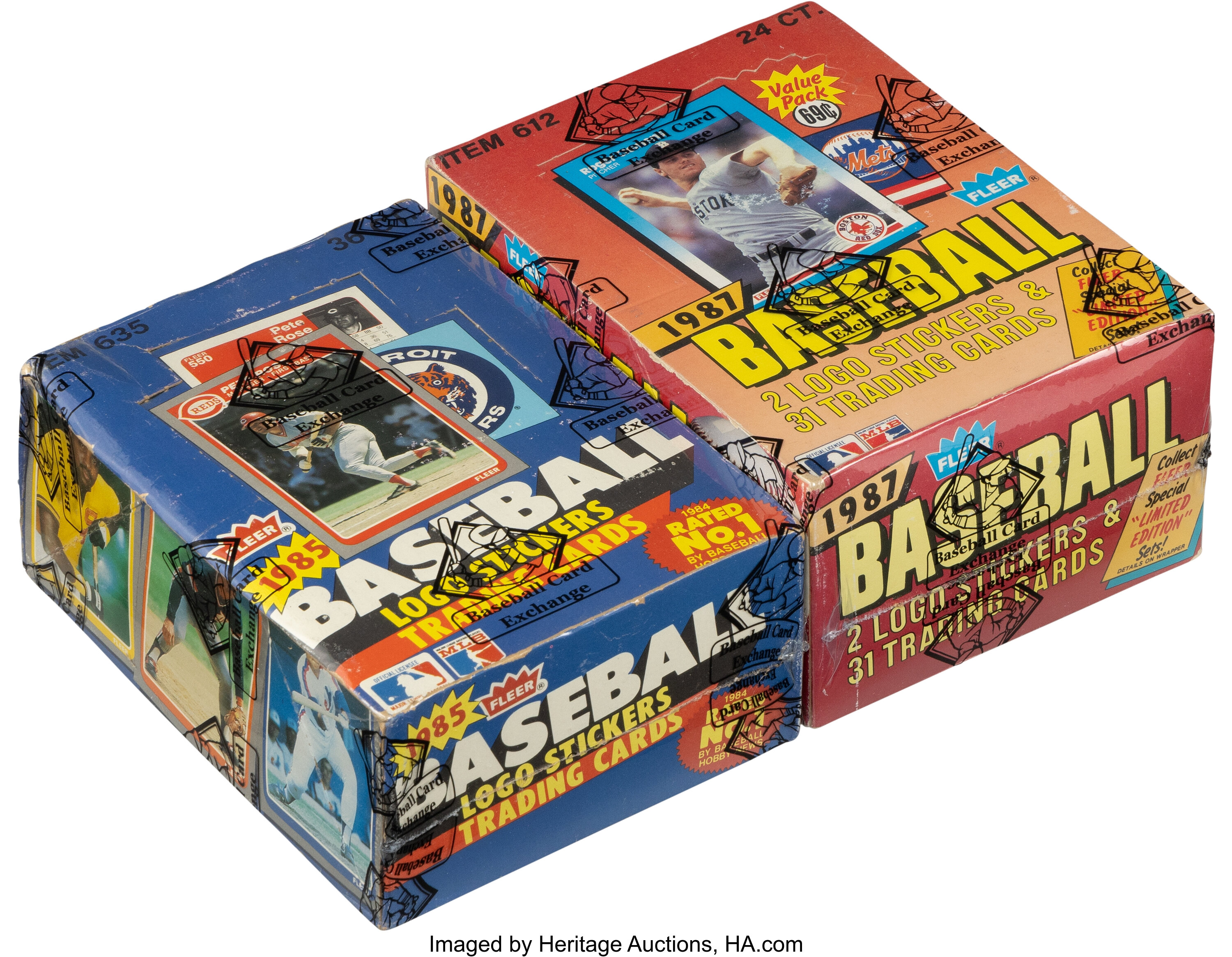 1985 Fleer Baseball Wax Box & 1987 Fleer Baseball Cello Box (2). | Lot ...