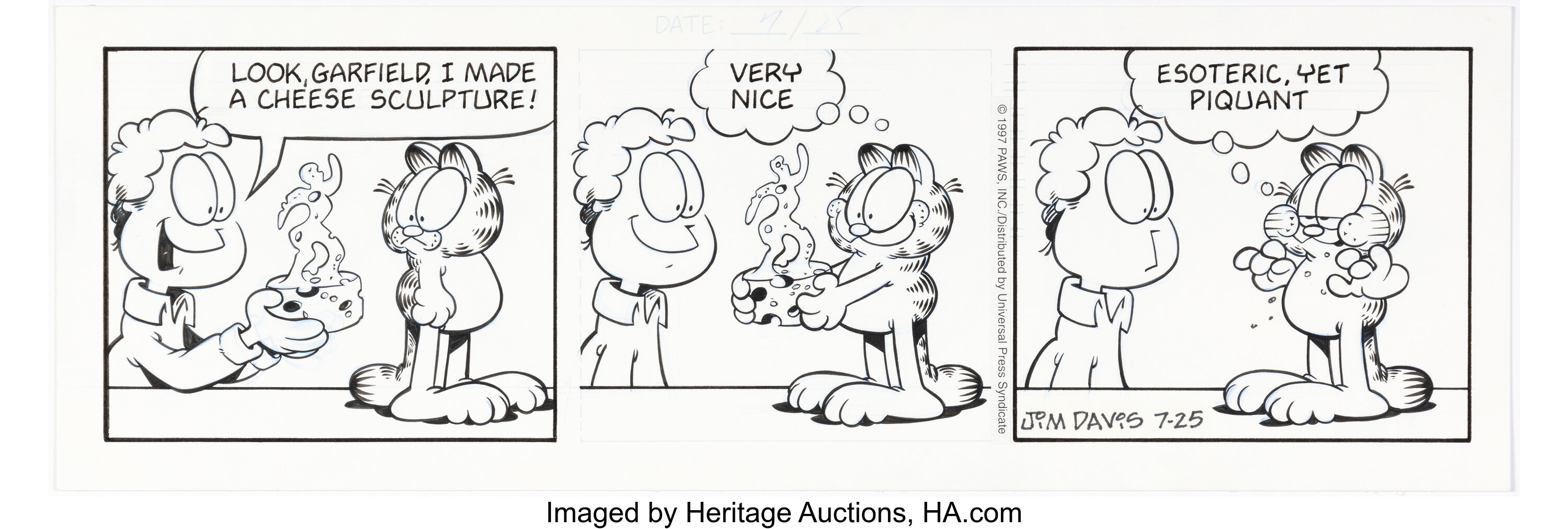 Jim Davis Garfield Daily Comic Strip Original Art dated 7-25-97 | Lot ...