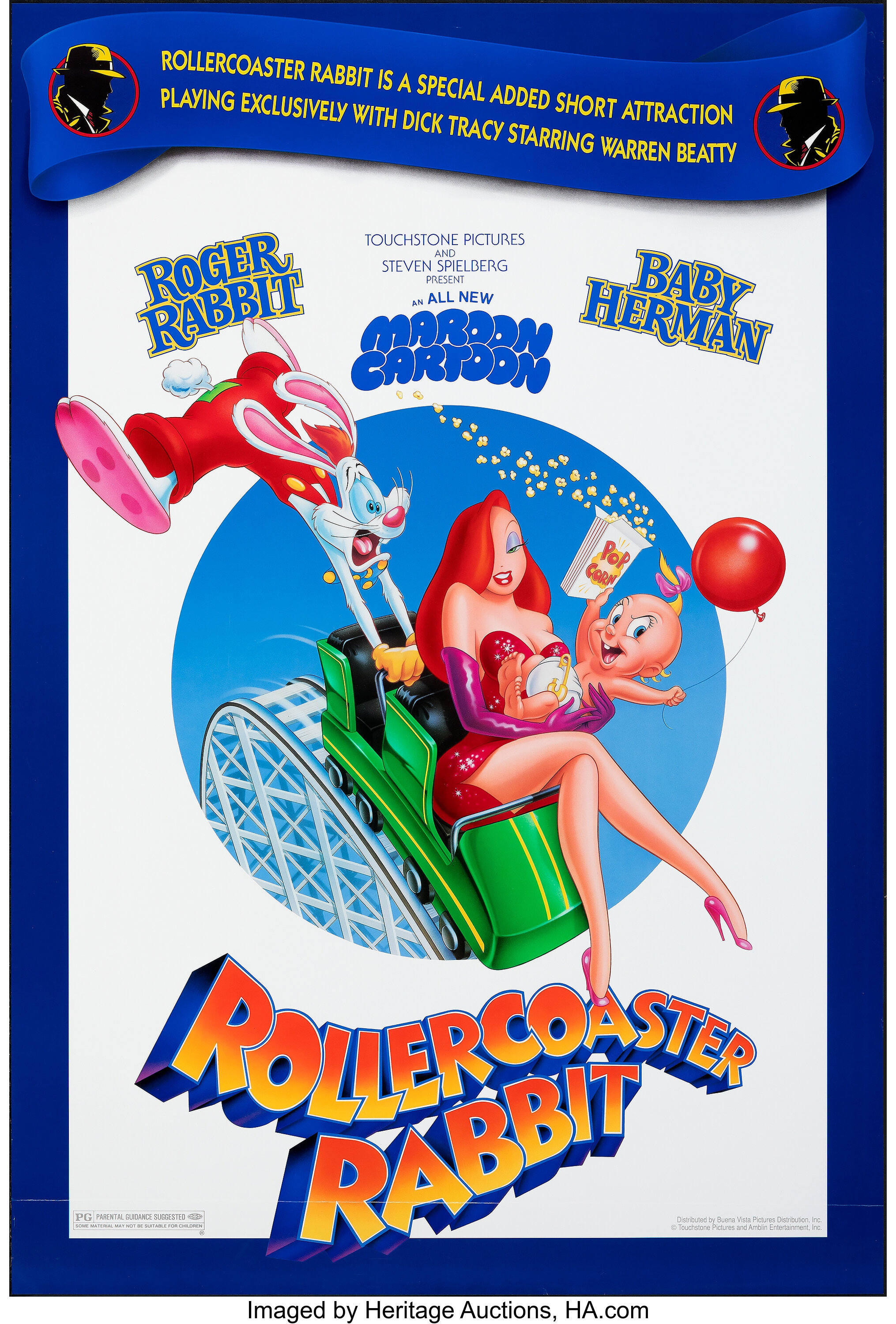 Rollercoaster Rabbit & Other Lot (Buena Vista, 1990). Rolled, Very ...
