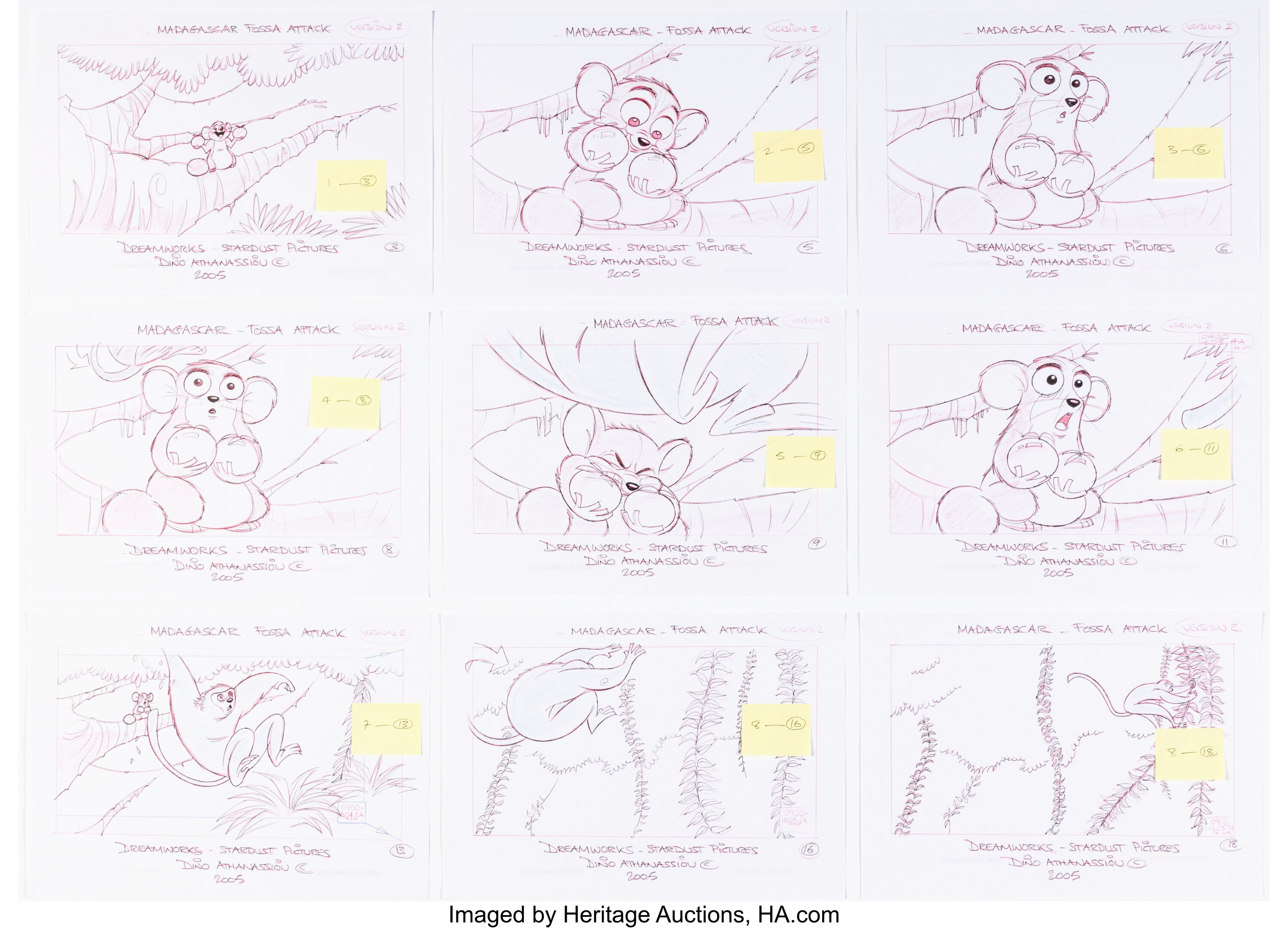 Madagascar Fossa Attack Deleted Scene Original Storyboard Art Group ...