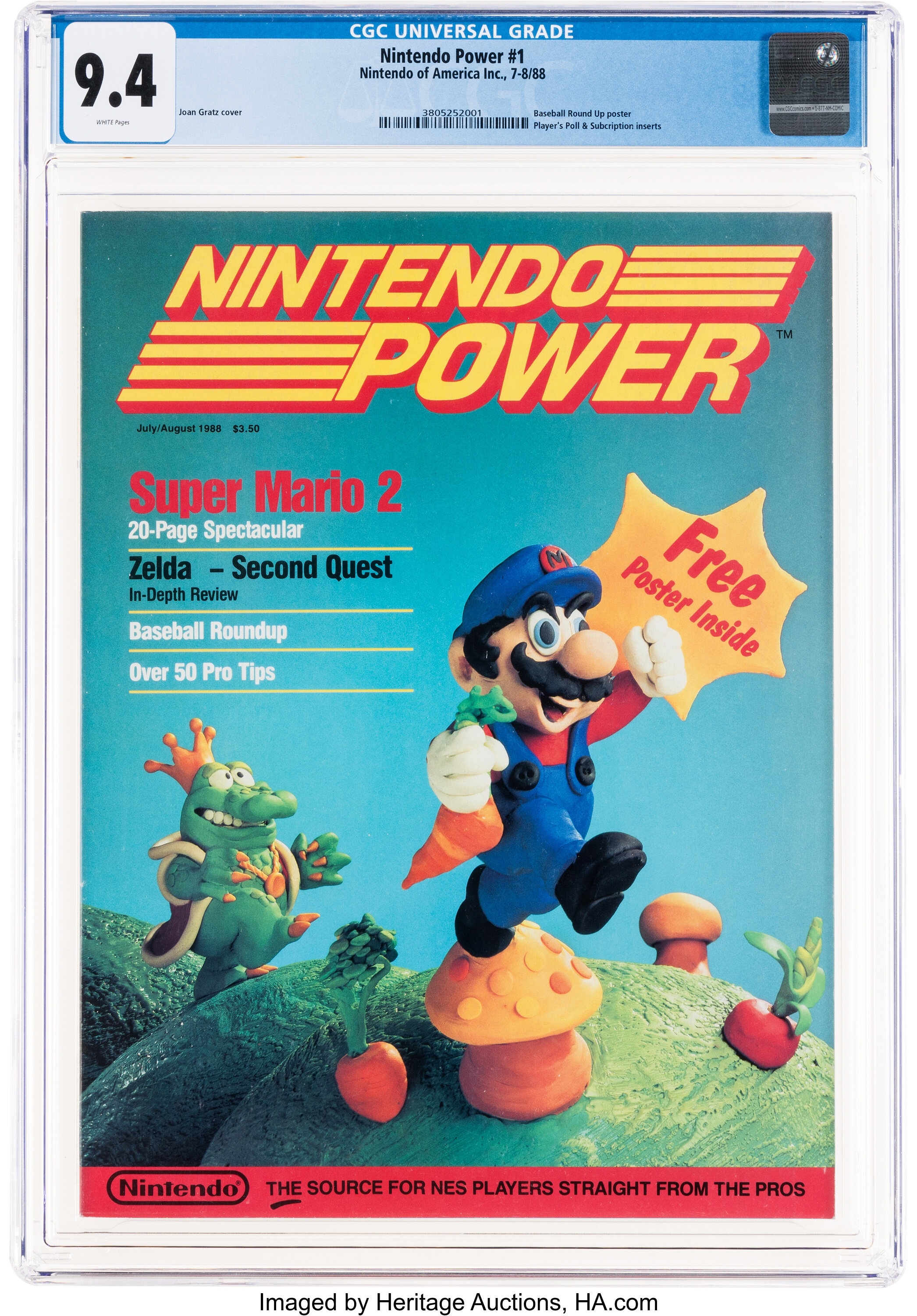 Nintendo Power #1 (Nintendo of America, Inc., 1988, Free Poster | Lot ...