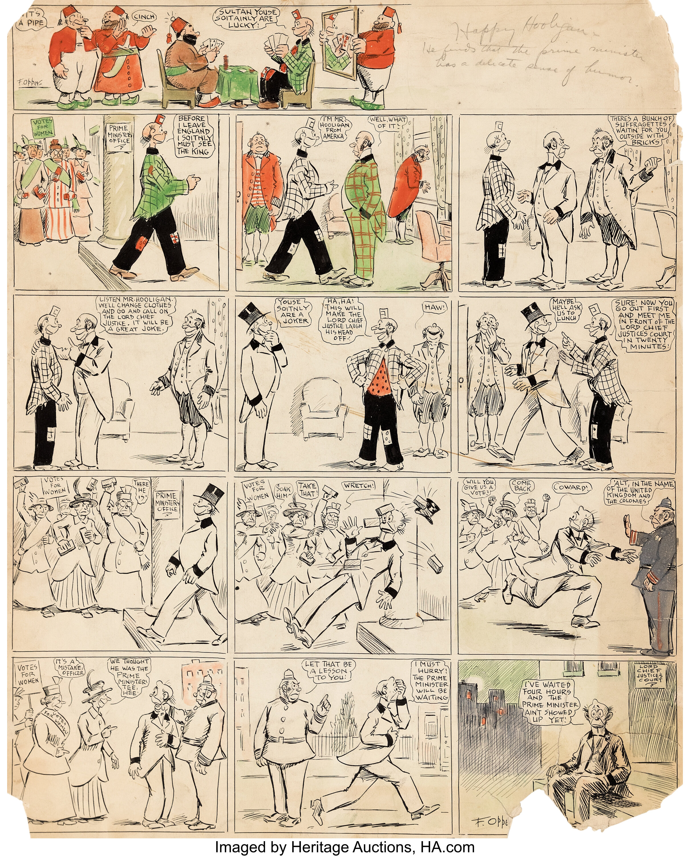 Frederick B. Opper Happy Hooligan Sunday Comic Strip Original Art | Lot ...