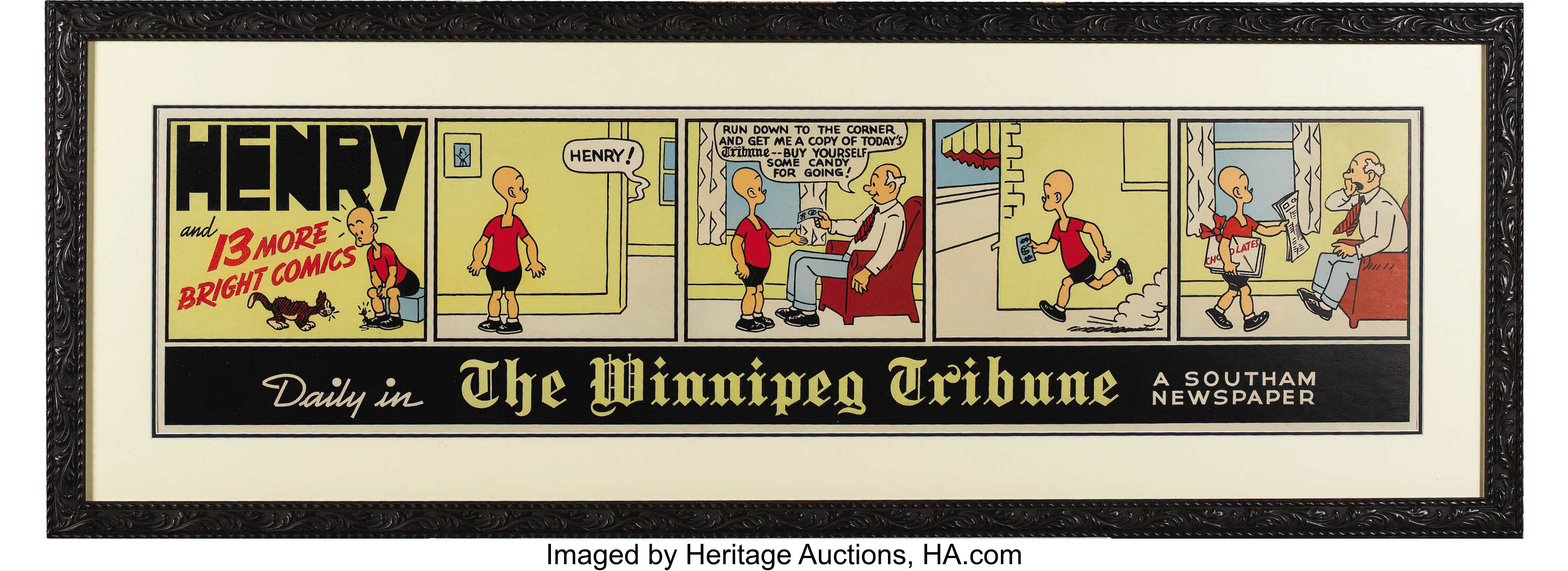 Henry Newspaper Trolley Sign (King Features, circa 1930s). | Lot #41447 ...