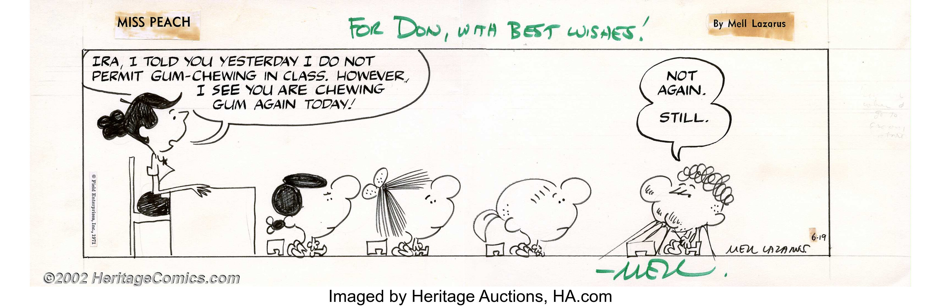 Mel Lazarus - Original Comic Strip Art for Miss Peach dated | Lot #5808 ...