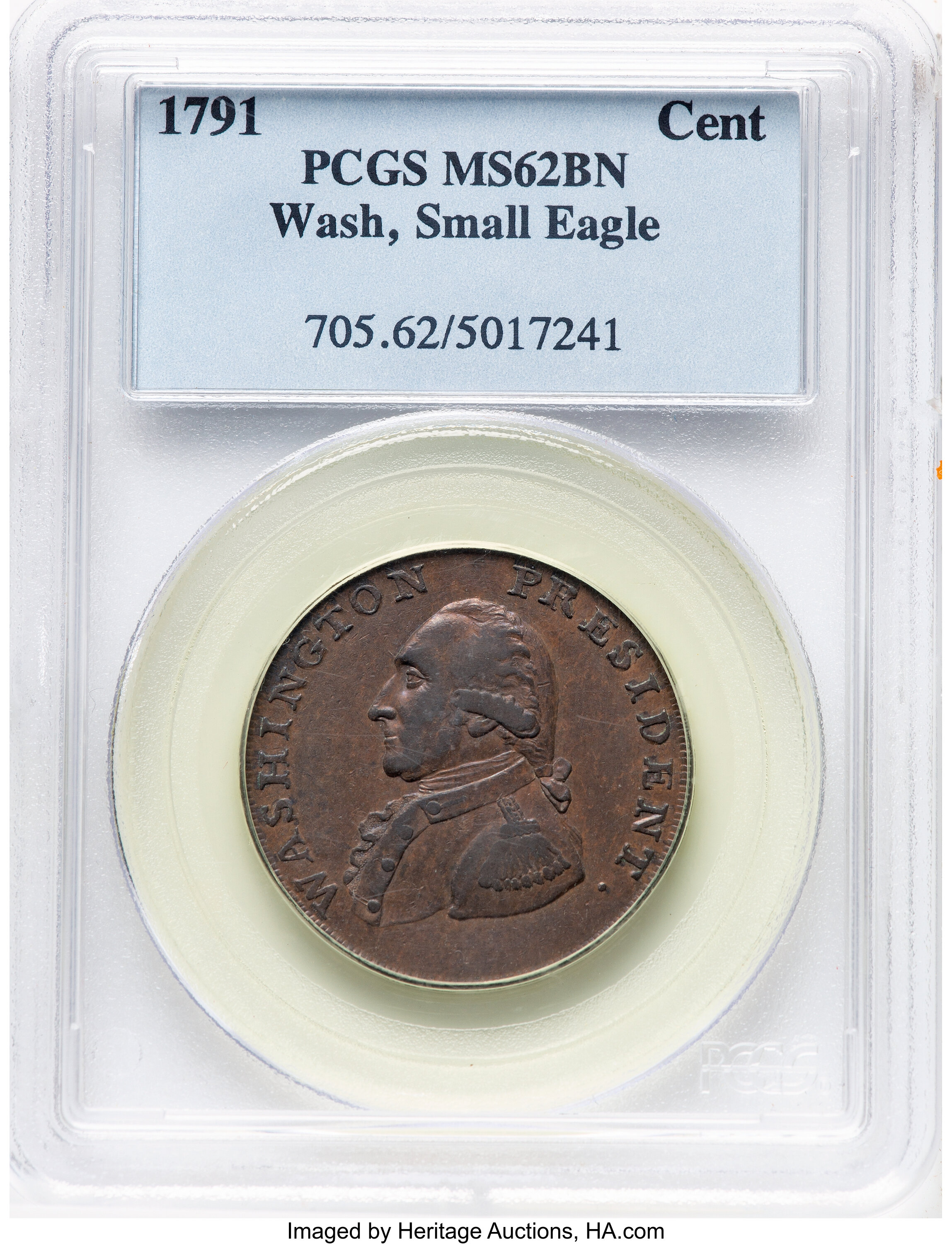 1791 Washington Small Eagle Cent MS62 Brown PCGS. Baker-16, | Lot ...