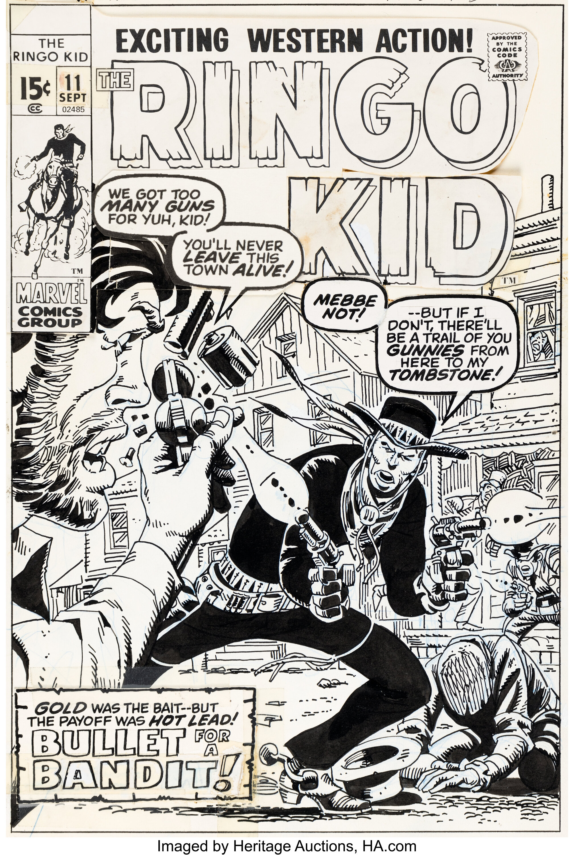 Herb Trimpe The Ringo Kid #11 Cover Original Art (Marvel, 1971 ...