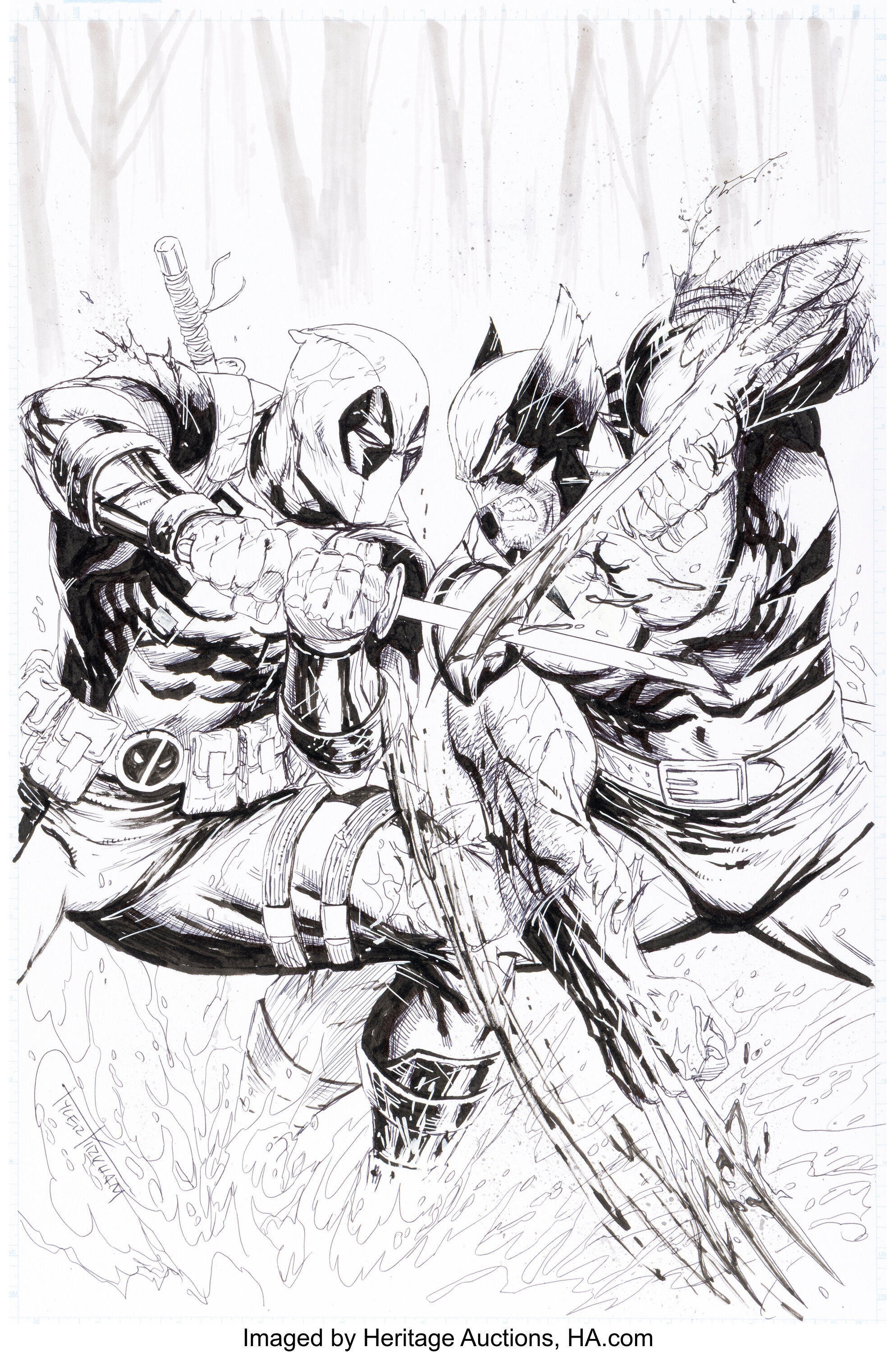 Tyler Kirkham Deadpool & Wolverine: WWIII #2 Variant Cover Original ...