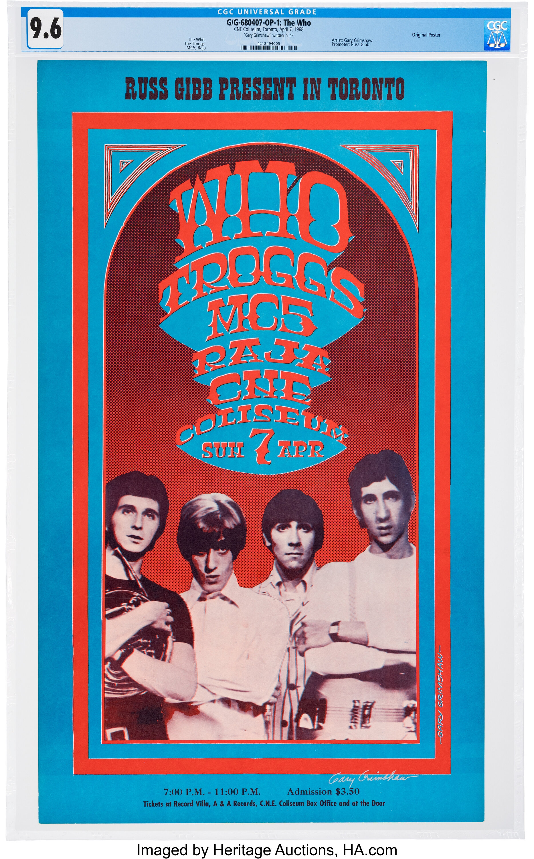 The Who 1968 CNE Coliseum, Toronto Concert Poster Signed by Gary | Lot ...