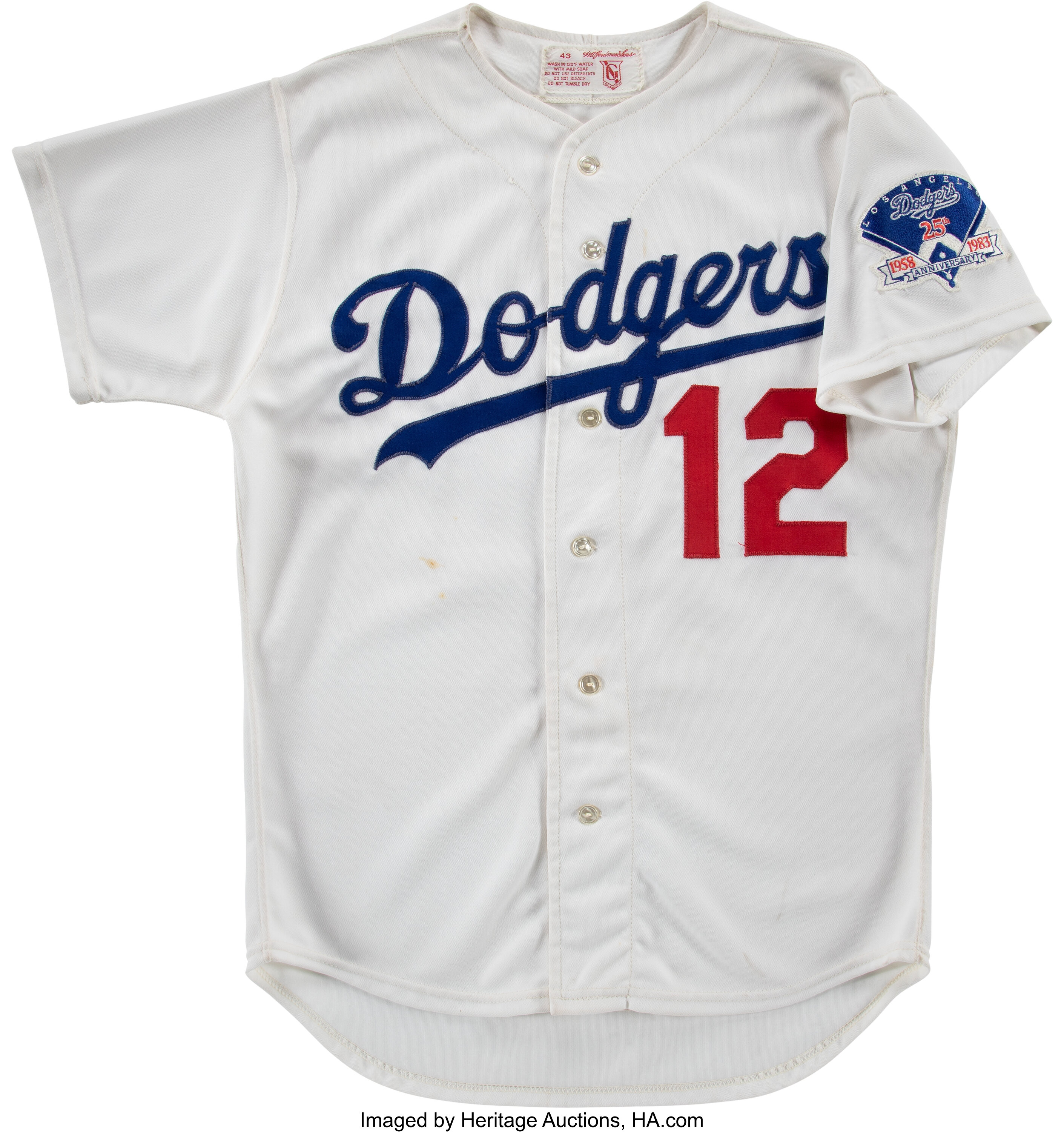 1983 Dusty Baker Game Worn Los Angeles Dodgers Jersey.... Baseball ...
