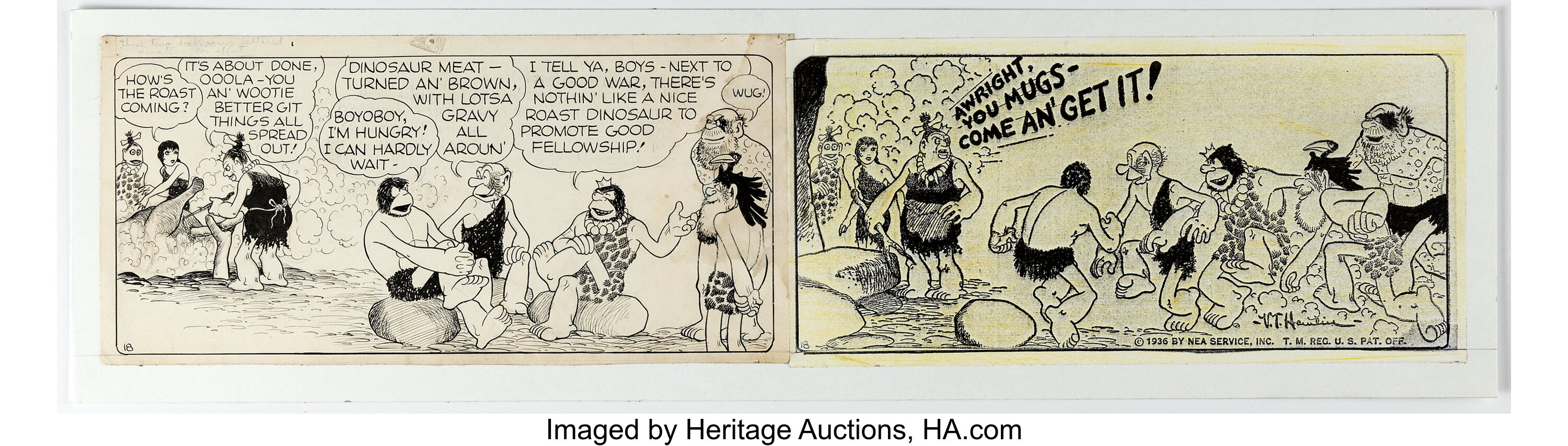 V. T. Hamlin Alley Oop Partial Daily Comic Strip Original Art dated ...