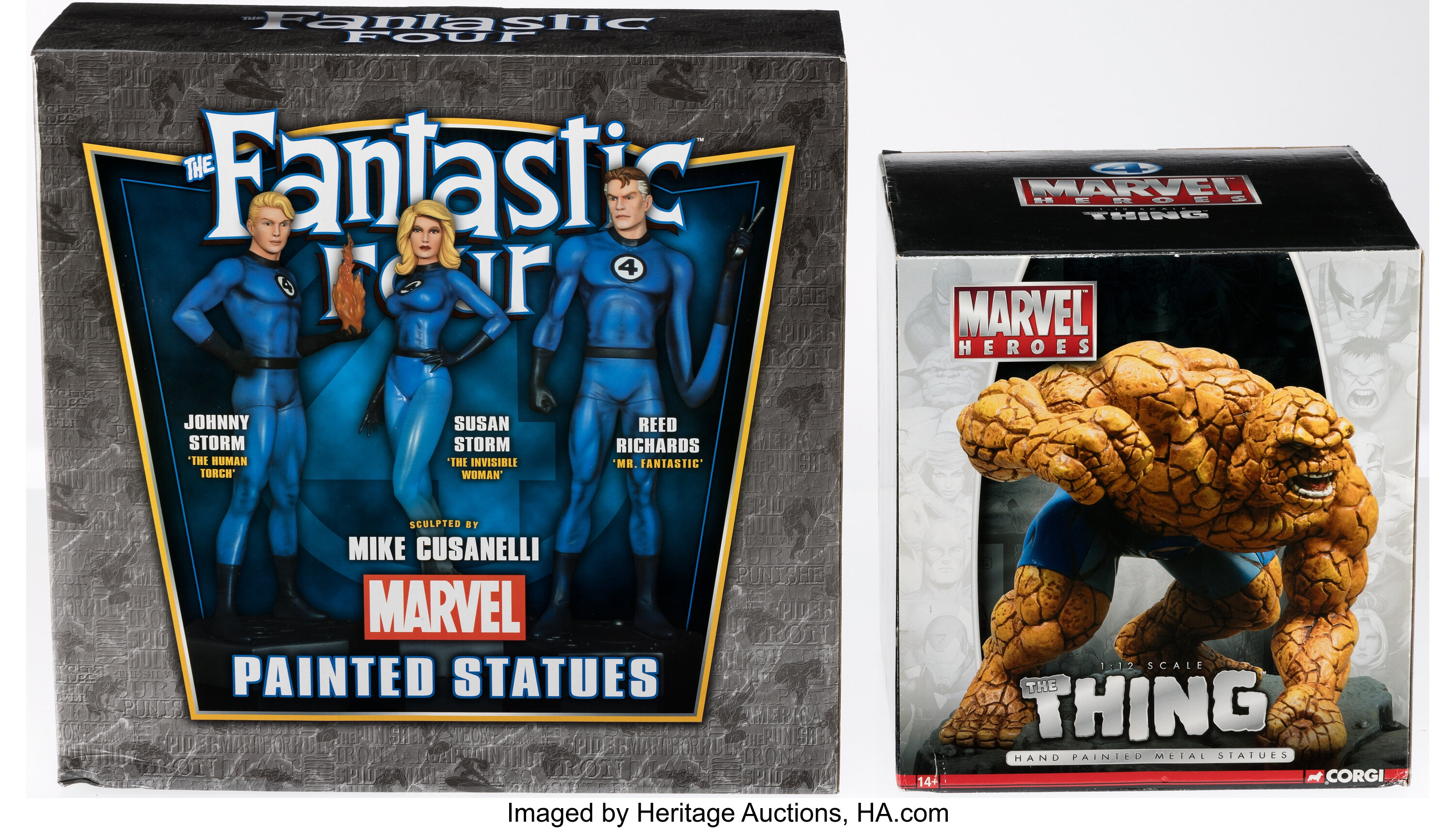 The Fantastic Four Painted Statues & Thing Painted Metal Statue | Lot ...