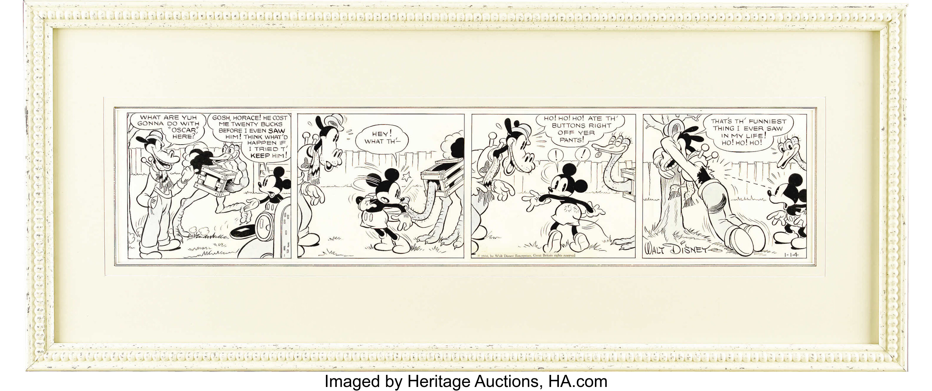 Floyd Gottfredson - Mickey Mouse Daily Comic Strip Original Art, | Lot ...
