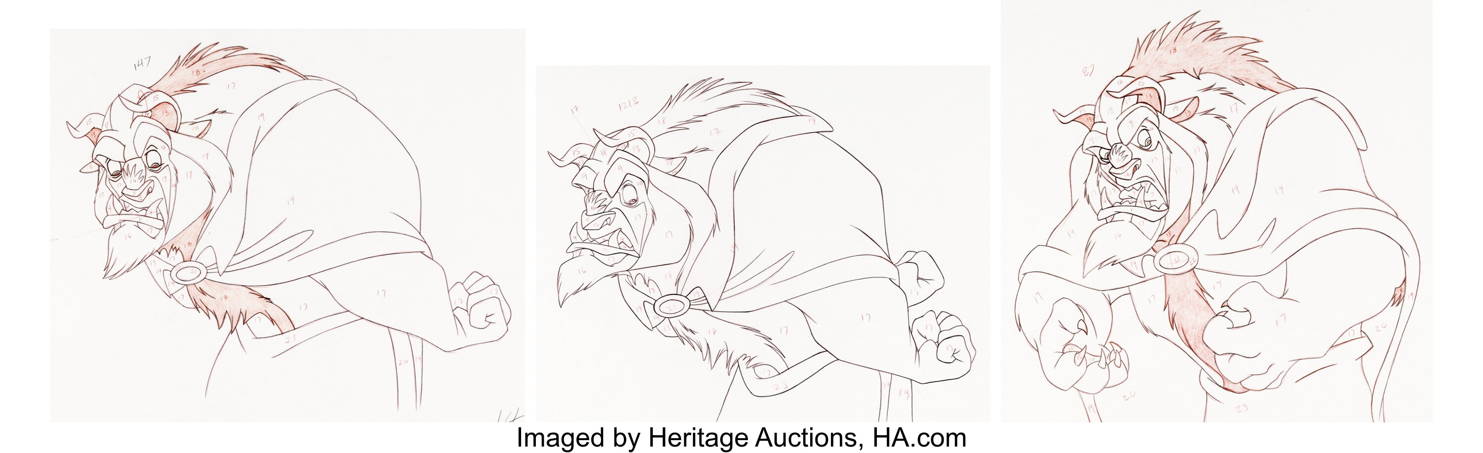Beauty and the Beast Beast Animation/Color Model Drawing Sequence | Lot ...