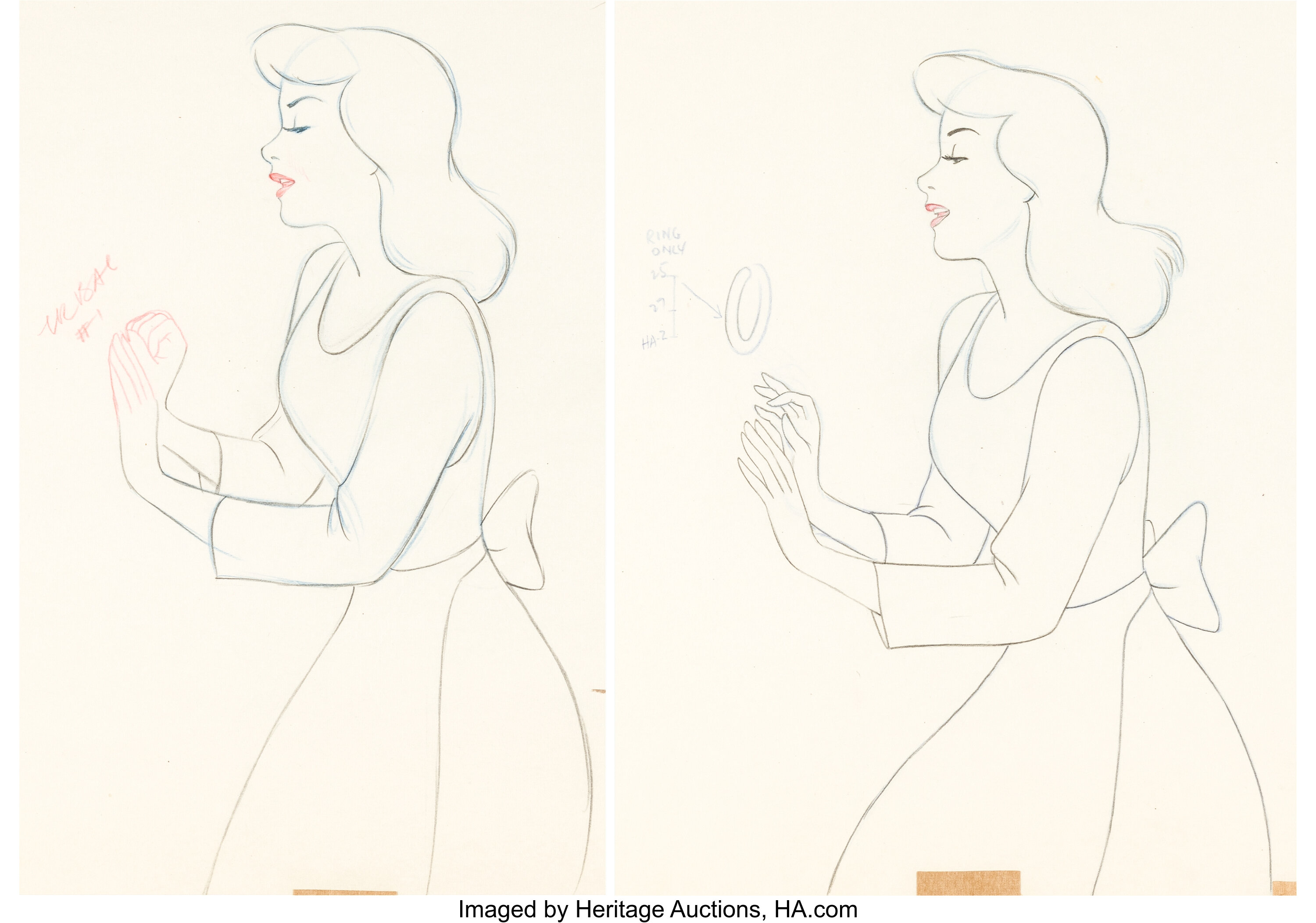 Cinderella Animation Drawing Sequence of 2 (Walt Disney, 1950 ...