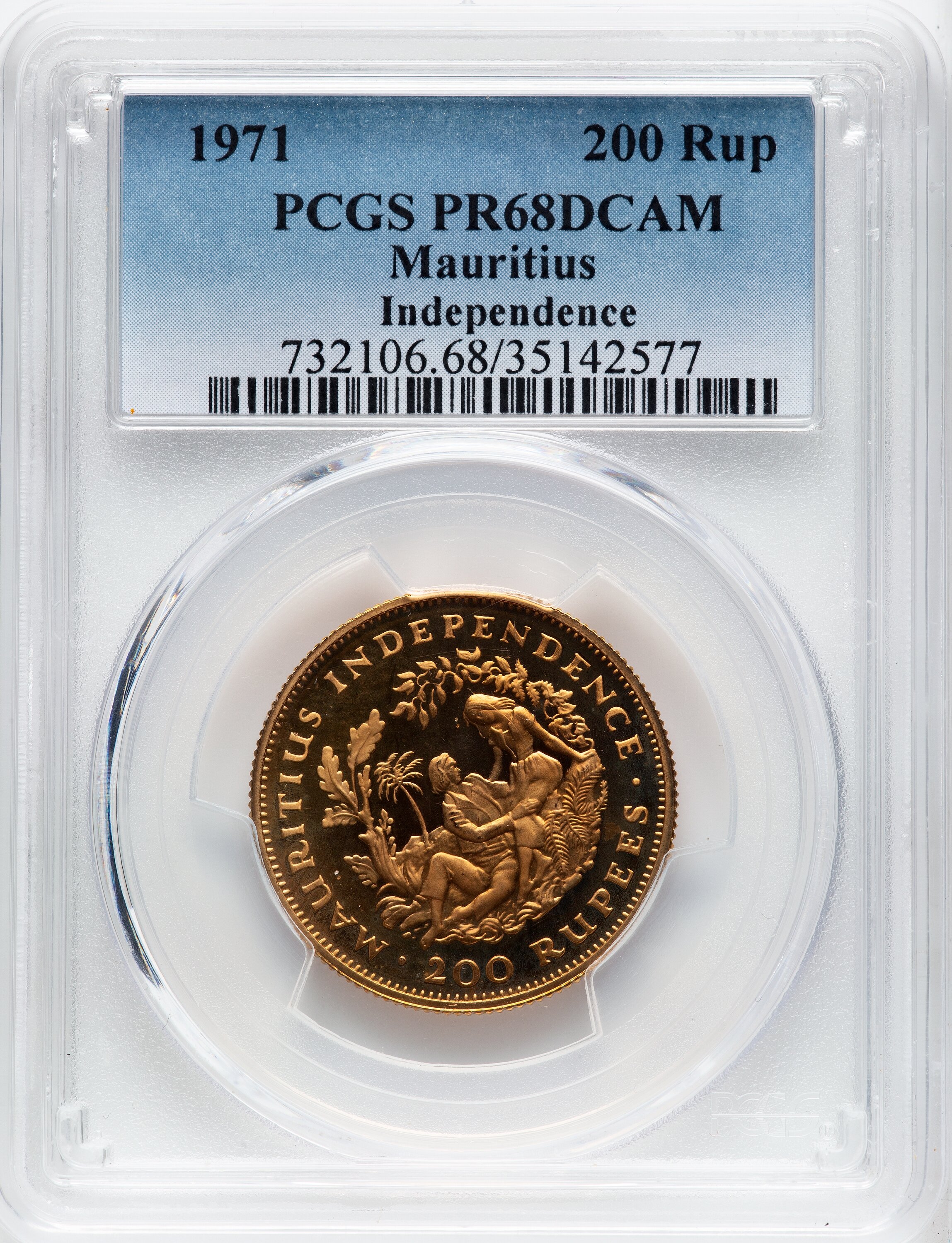 Mauritius: British Colony. Elizabeth II gold Proof "Independence" | Lot ...