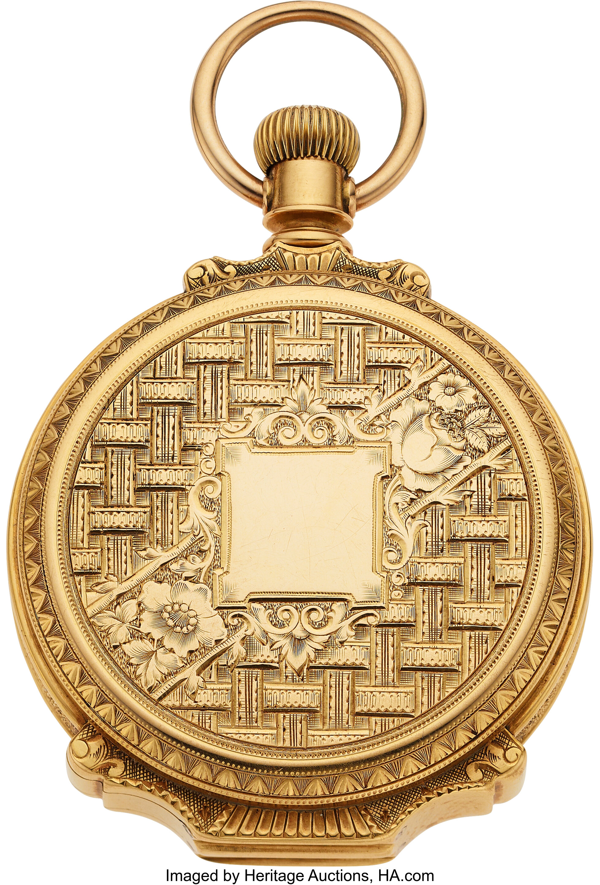 Elgin, Fancy Dial 18k Gold Box Hinge Hunter, Convertible Movement ...