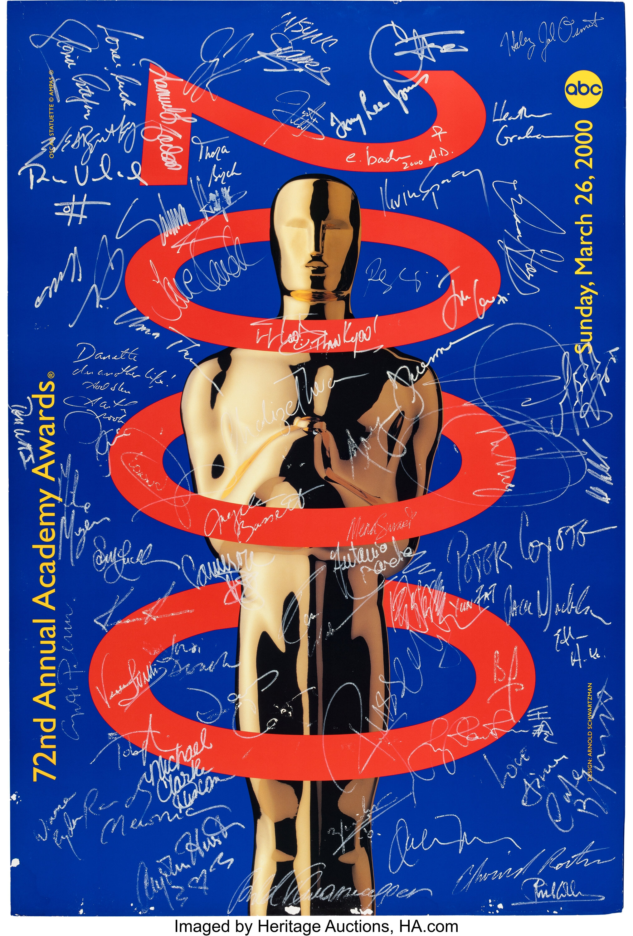 72nd Academy Awards (AMPAS, 2000) Event Poster Signed by Numerous | Lot ...