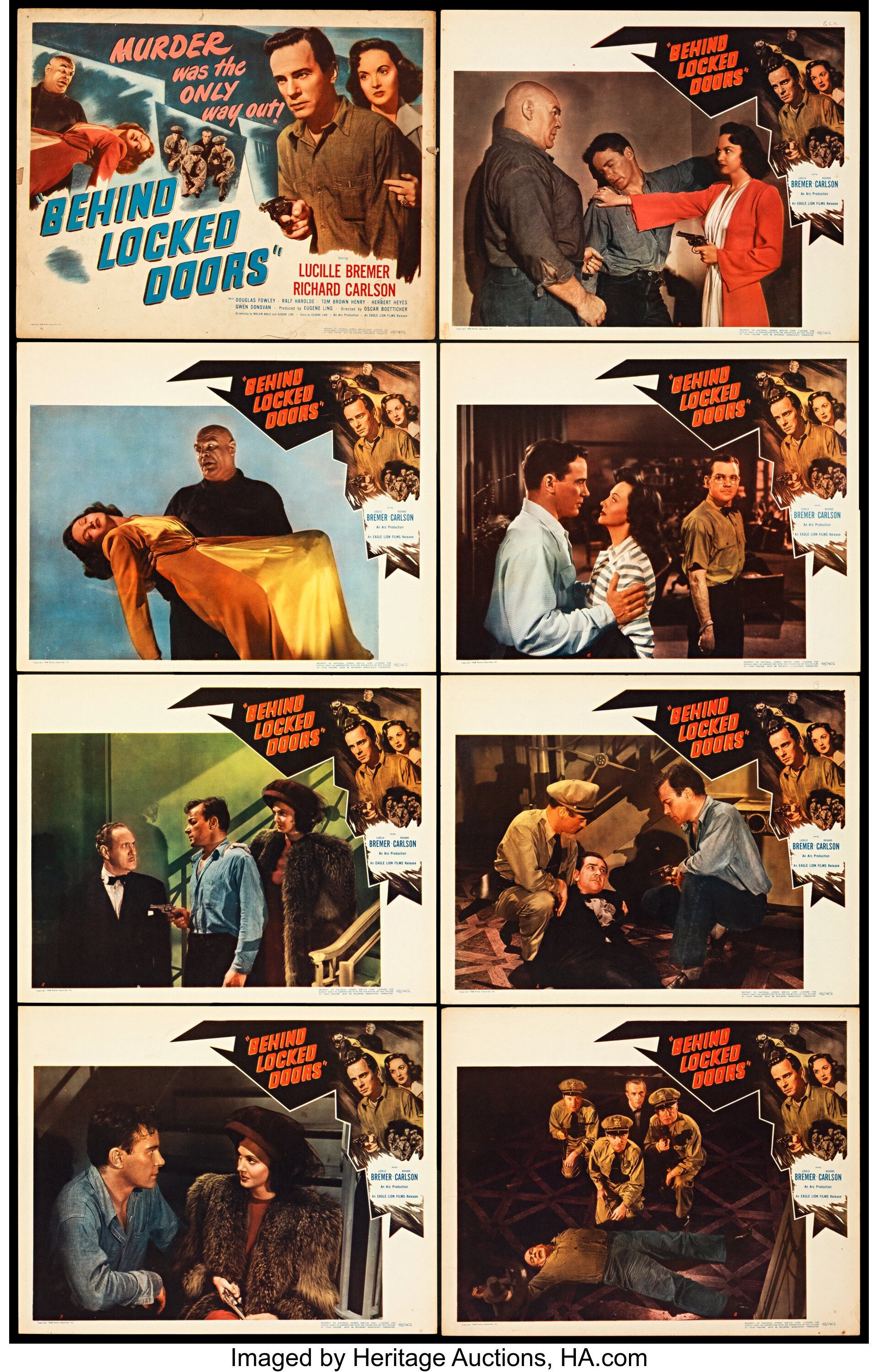 Behind Locked Doors (Eagle Lion, 1948). Very Fine-. Lobby Card Set ...