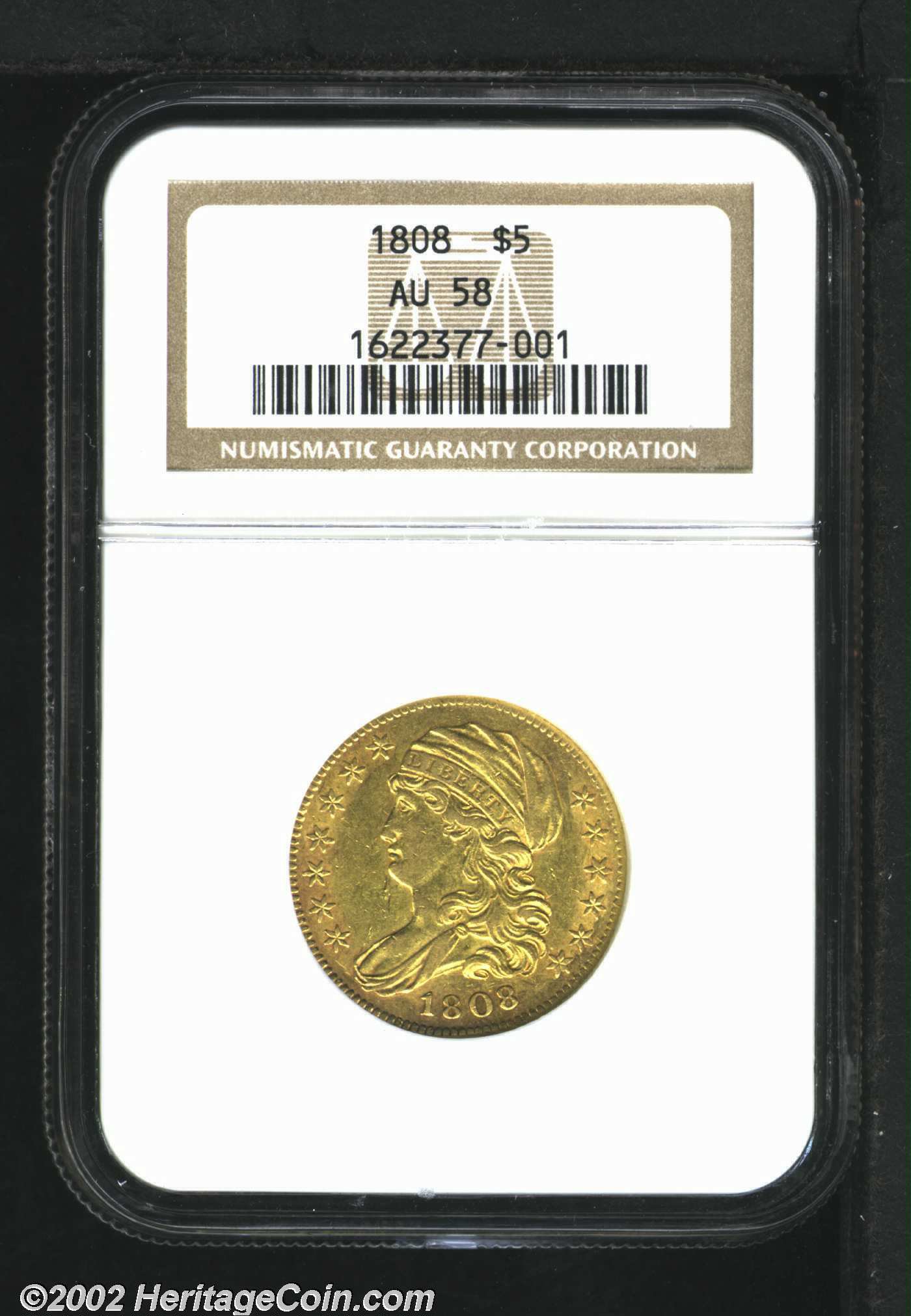 1808 $5 AU58 NGC. Mintage: 55,578. The latest Coin World "Tren... | Lot ...